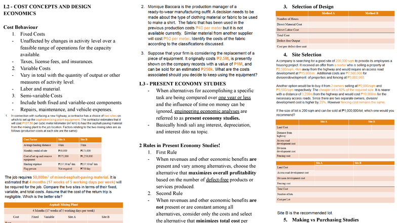ENG ECON L2 6 - Cost Concepts and Present Economy Studies - Studocu