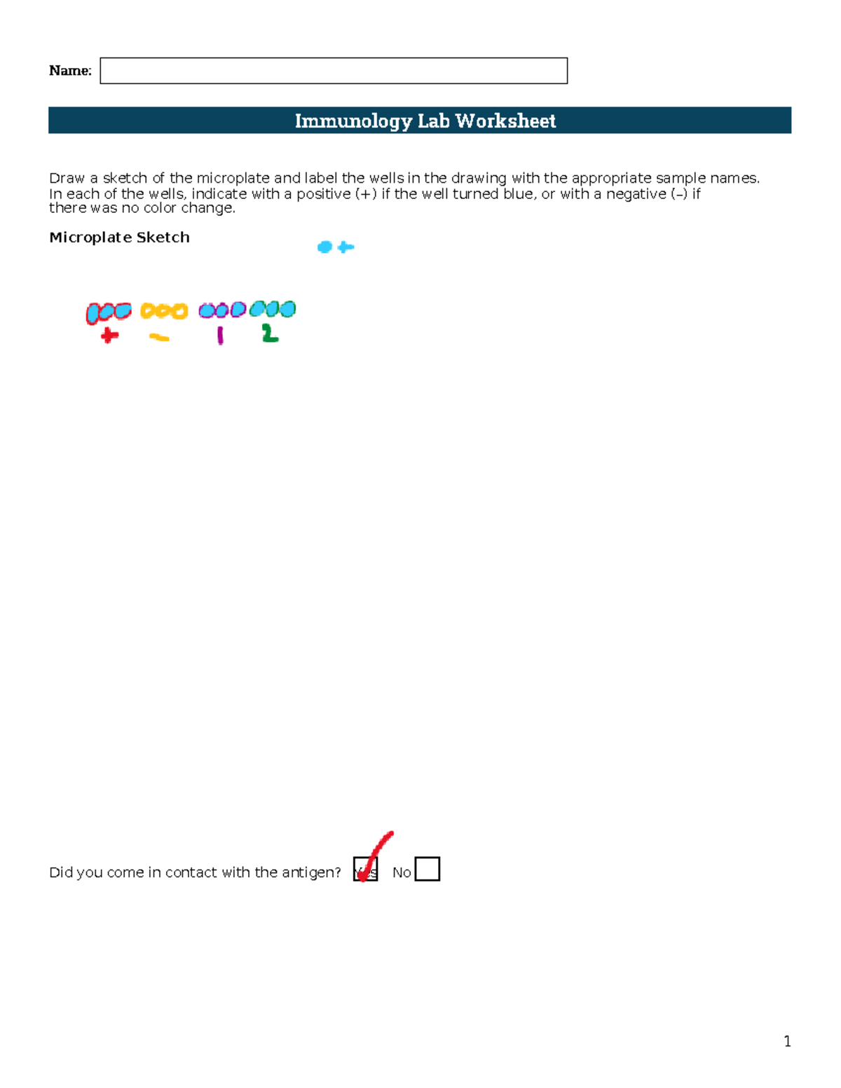 Bio205-Immunology Lab Worksheet: ELISA Procedures & Considerations ...