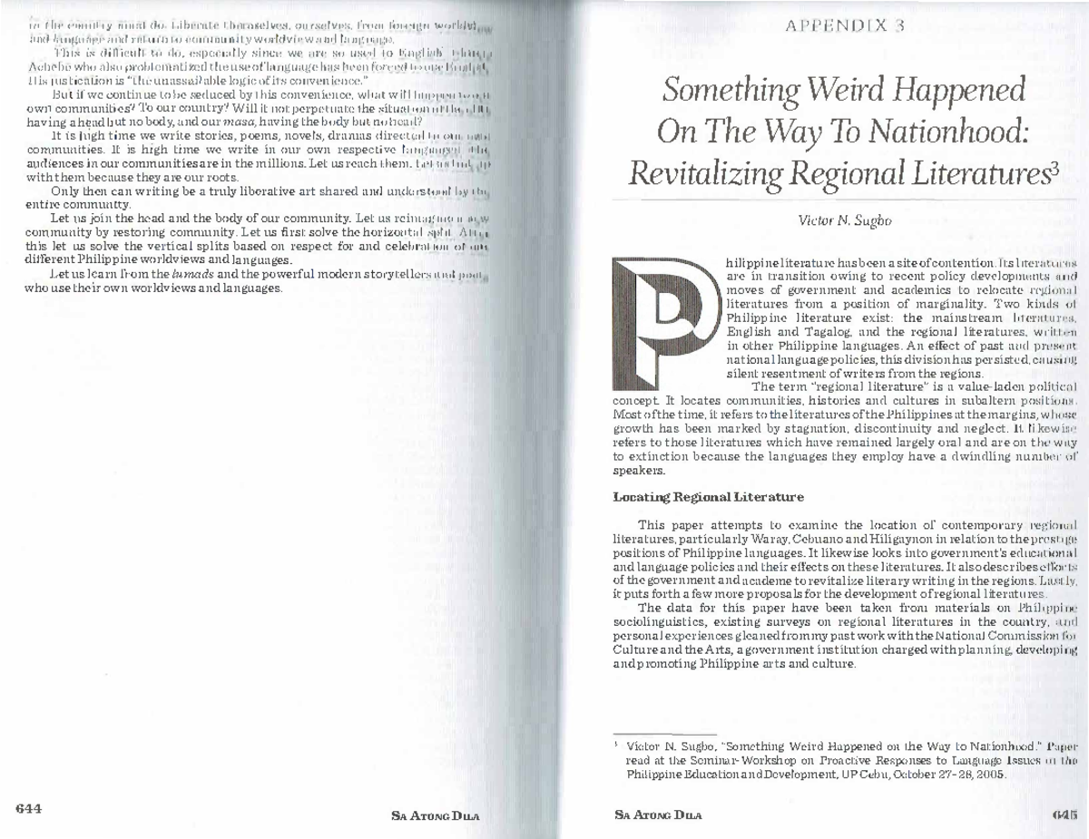 PHIL 101: Something Weird Happened - Revitalizing Regional Literature ...