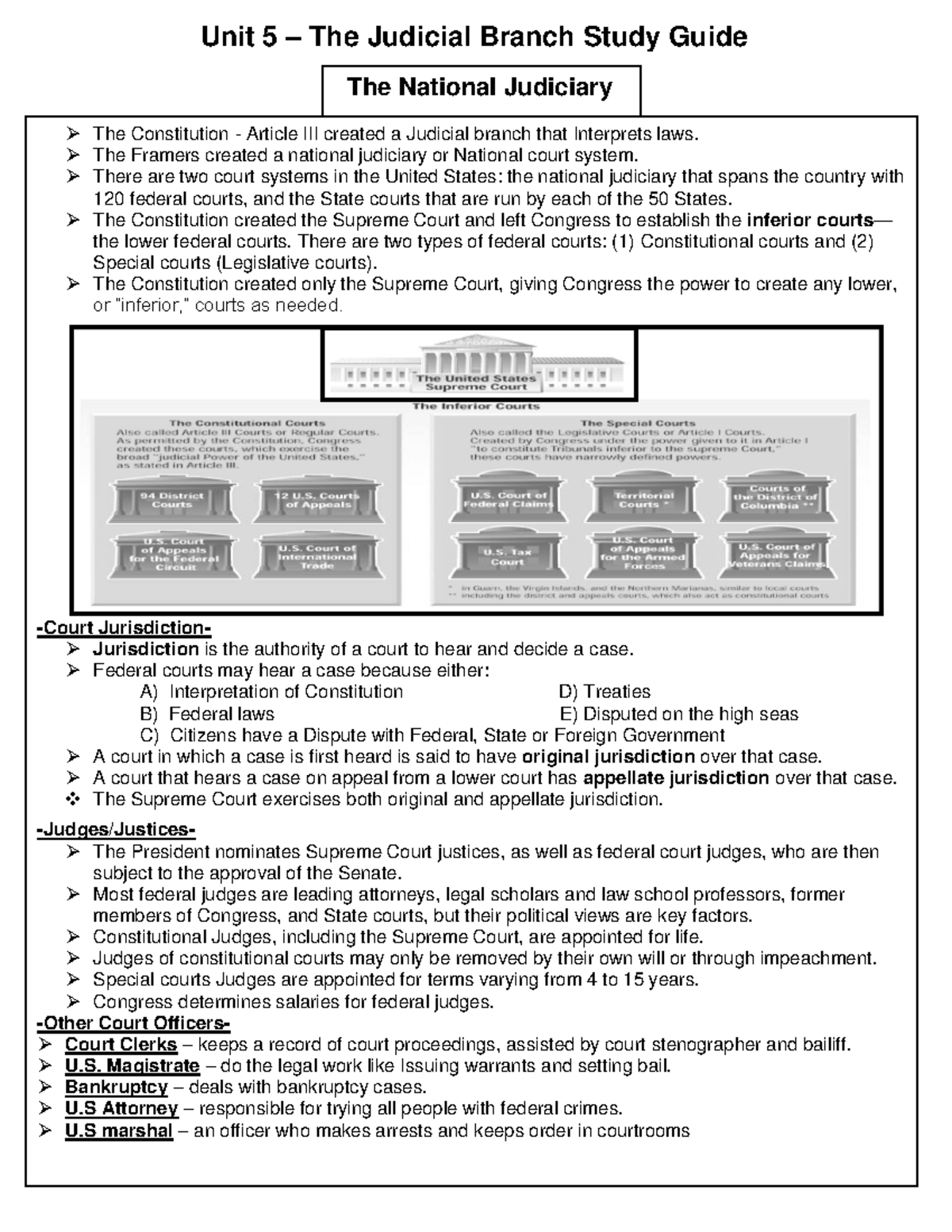 Judicial Branch Overview: A Comprehensive Study Guide - Studocu