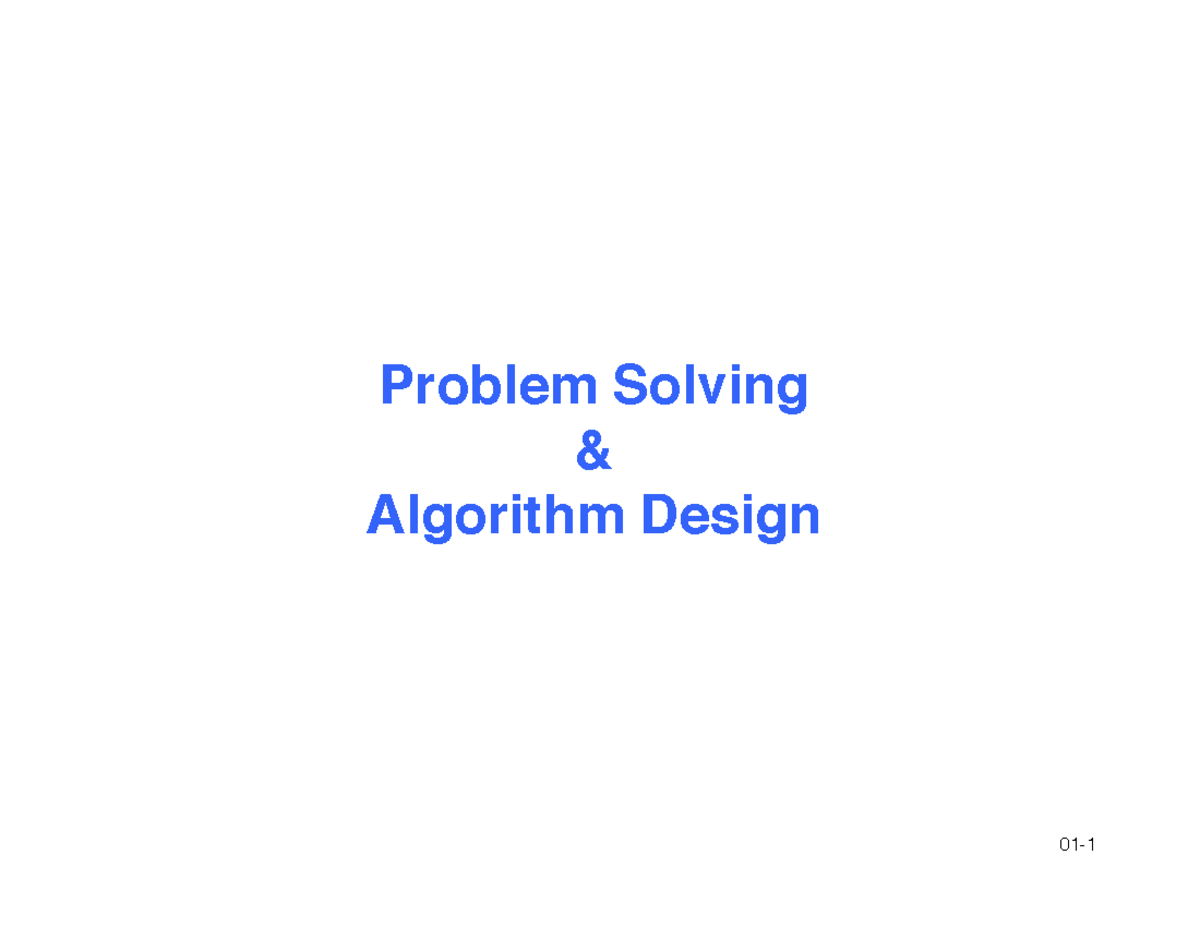 CS 01: Problem Solving Algorithm Design and Techniques - Studocu