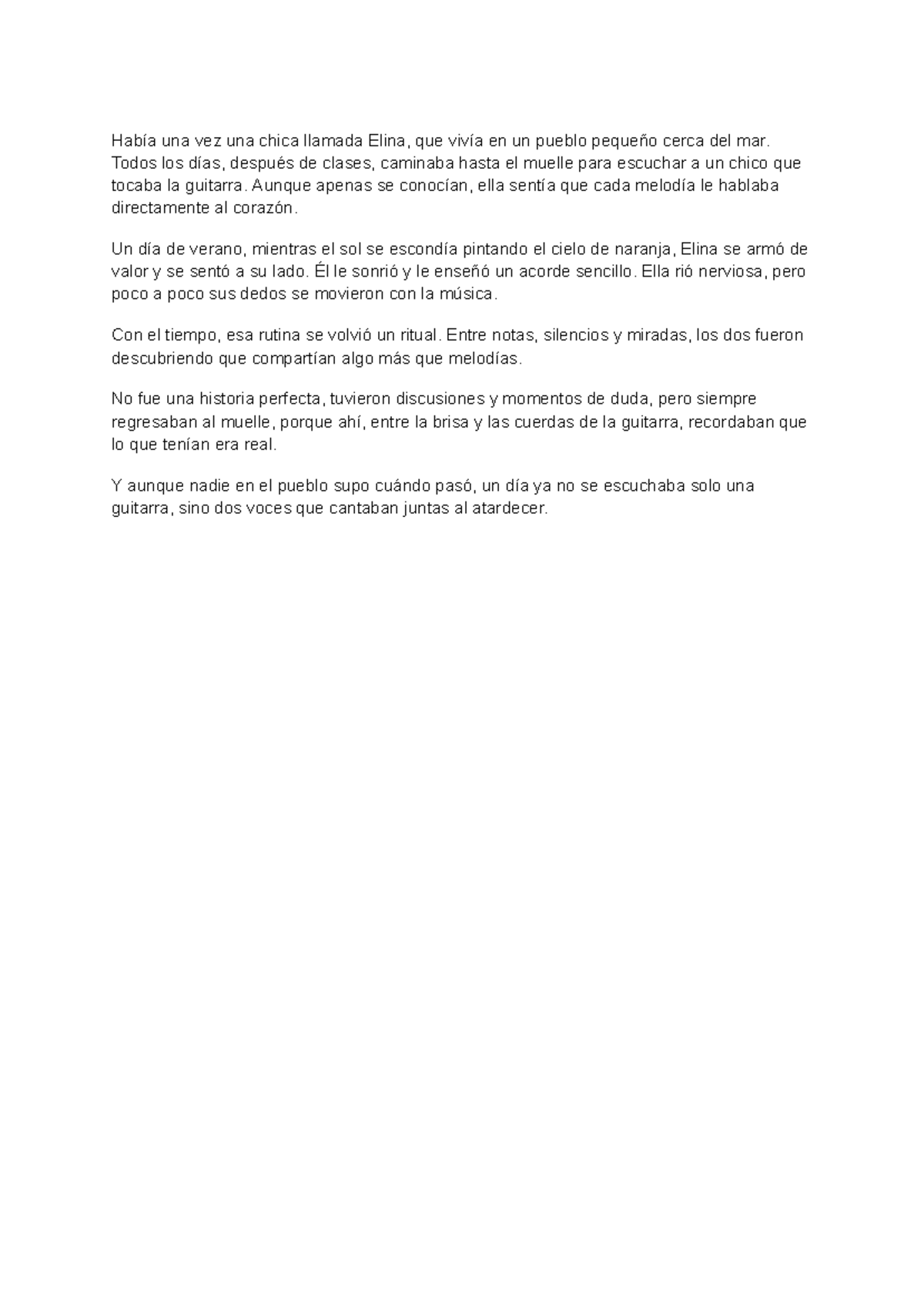Historia de Elina y la Guitarra - EB1 - Studocu