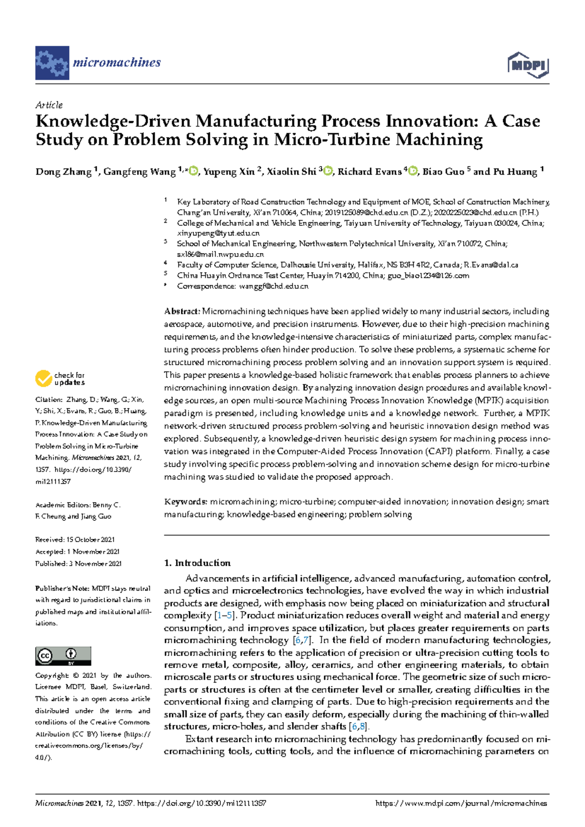 Micromachines 12: Case Study on Machining Process Innovation - Studocu