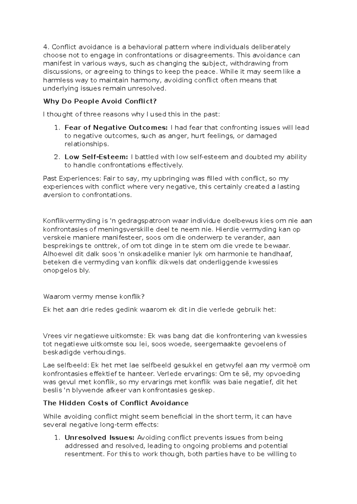4. Conflict Avoidance: Understanding Causes and Consequences in ...