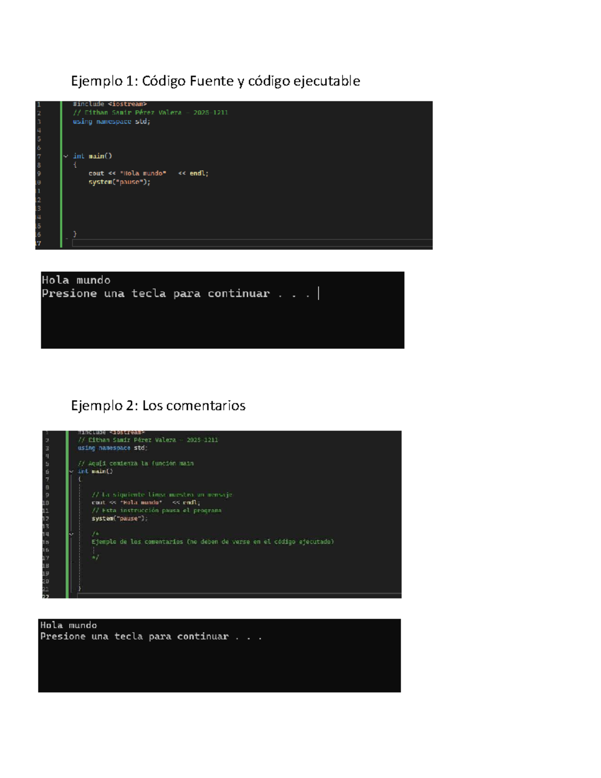 Ejercicios C++ - fundamentos de programacion - Ejemplo 1: Código Fuente ...