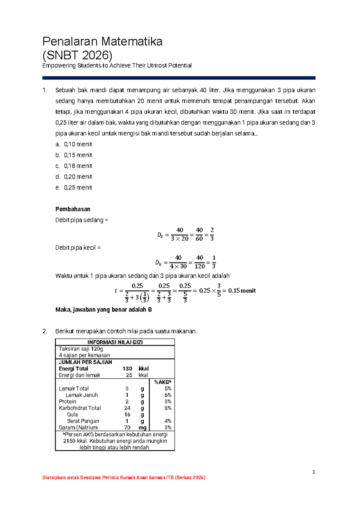 Penalaran Matematika (SNBT 2026) - Empowering Students to Excel - Studocu