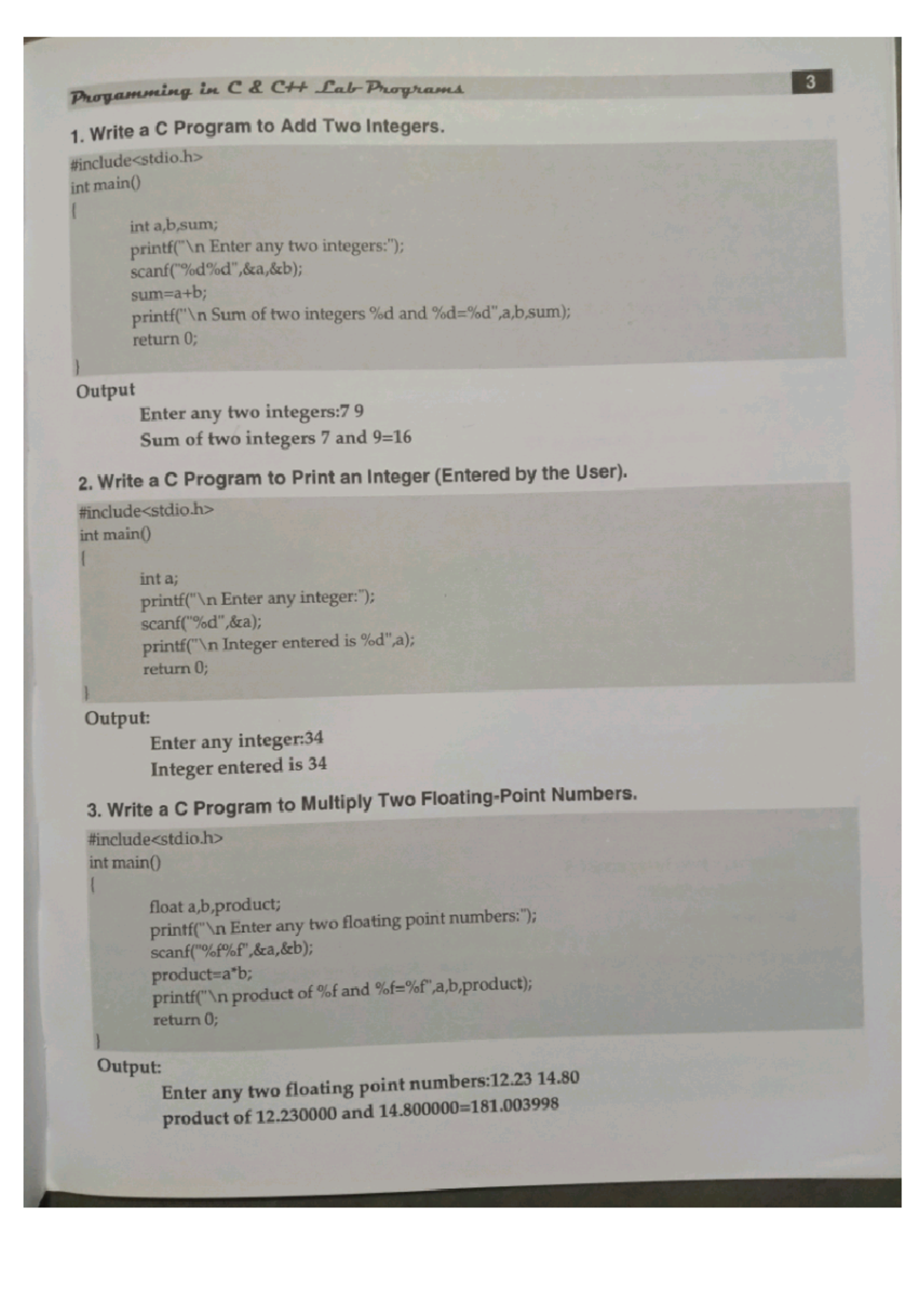 C Programming Lab Programs: Practical Record and Examples - Studocu