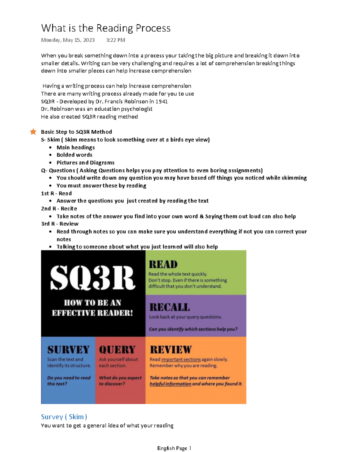 What is the Reading Process - When you break something down into a ...