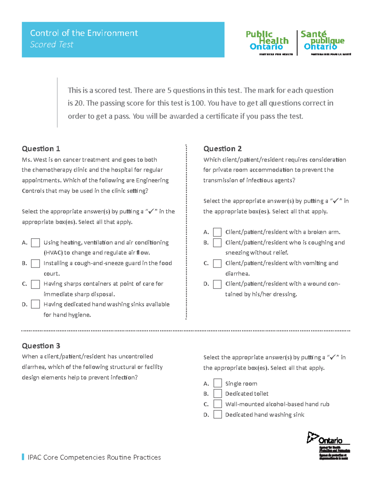 2a. Control of Environment Scored Test - IPAC Core Competencies - Studocu