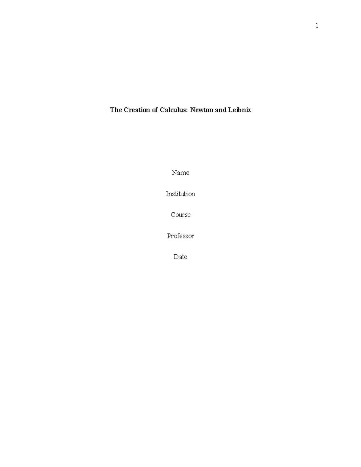 The Creation of Calculus: Newton & Leibniz Insights (MATH 6580246 ...