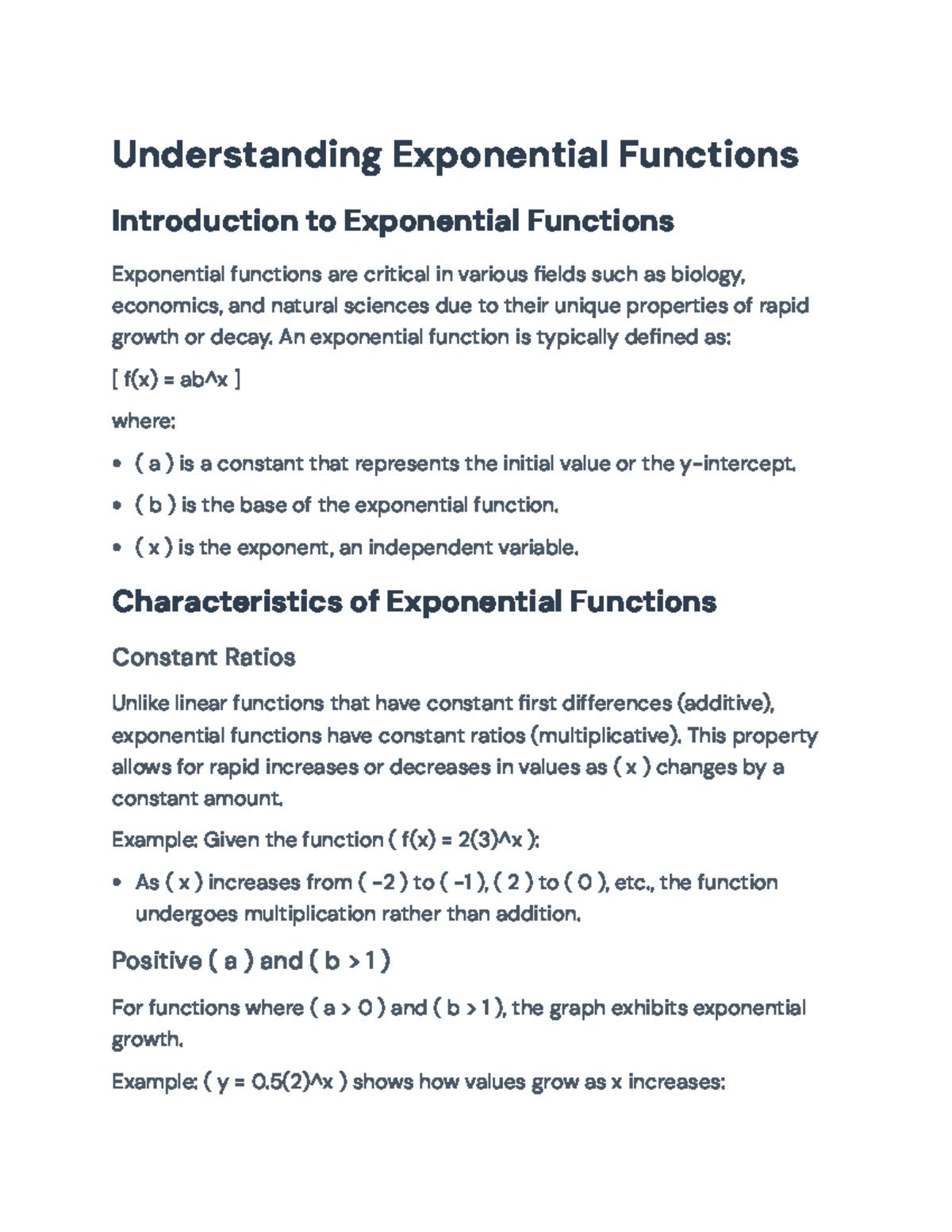 Understanding Exponential Functions: Characteristics & Applications - Understanding Exponential ...