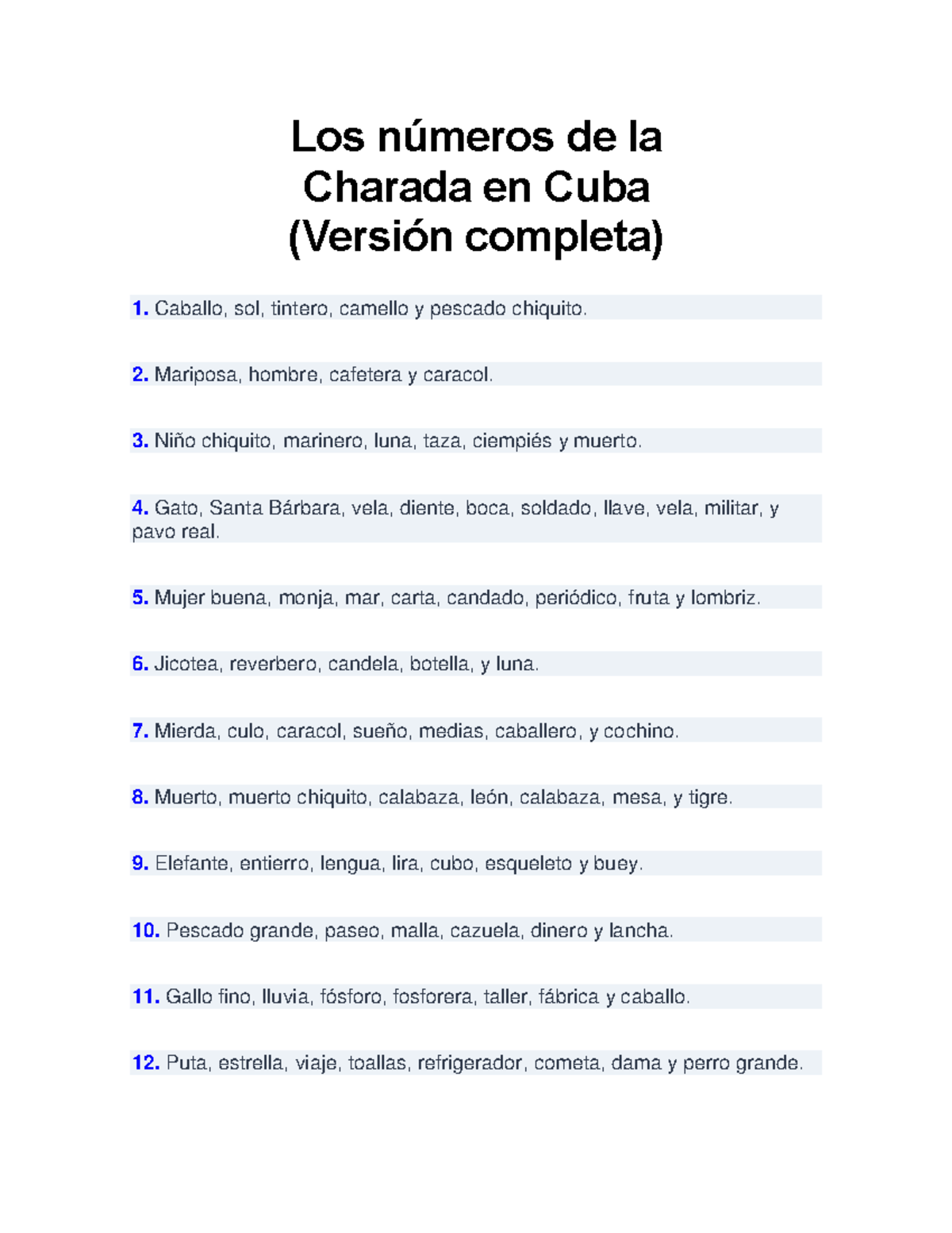 Charada en Cuba: Números y Respuestas Completas (Versión Completa ...