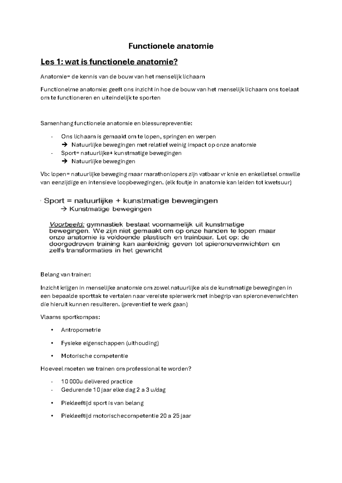 Samenvatting Functionele Anatomie: Les 1 & 2 Inzicht en Toepassing ...