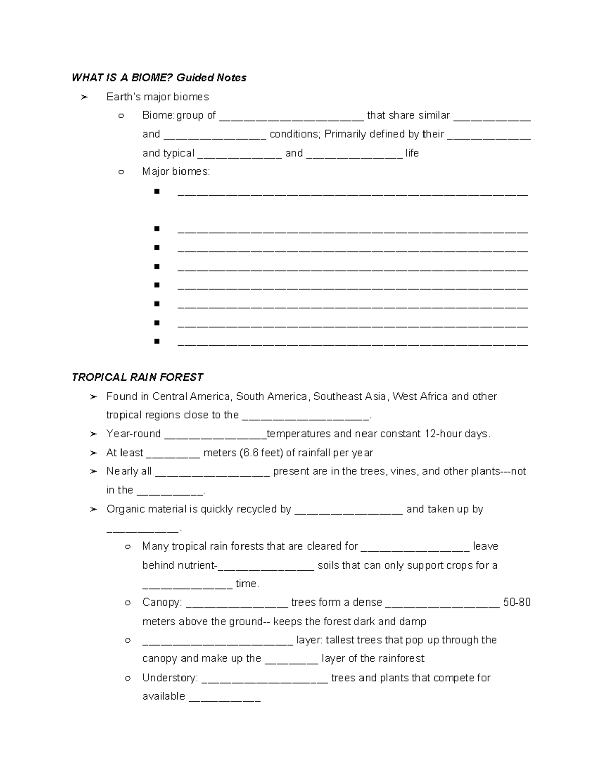 Biome Guided Notes: A Comprehensive Overview of Earth's Major Biomes ...