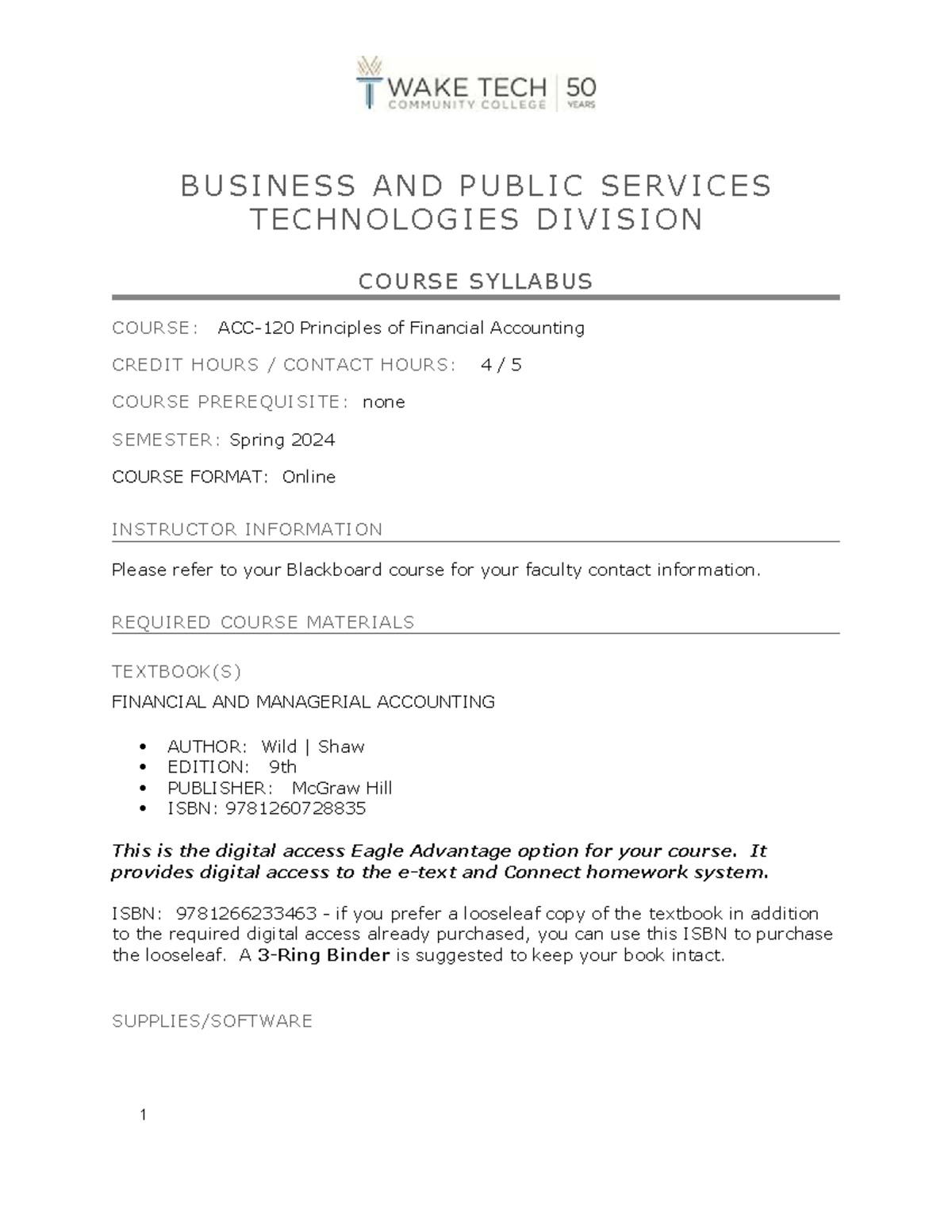 ACC-120 Principles of Financial Accounting Syllabus - Spring 2024 - Studocu