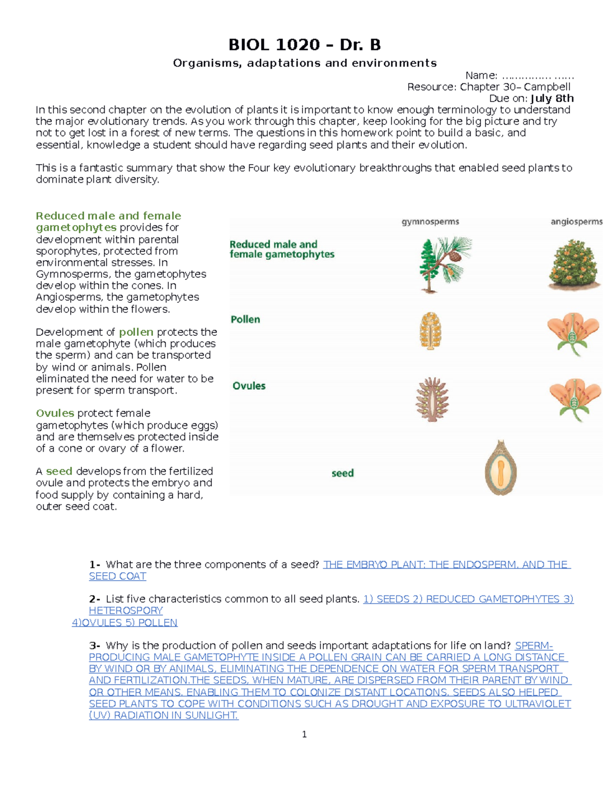 12. Homework on Evolution of Seed Plants - Chapter 30 Insights - Studocu