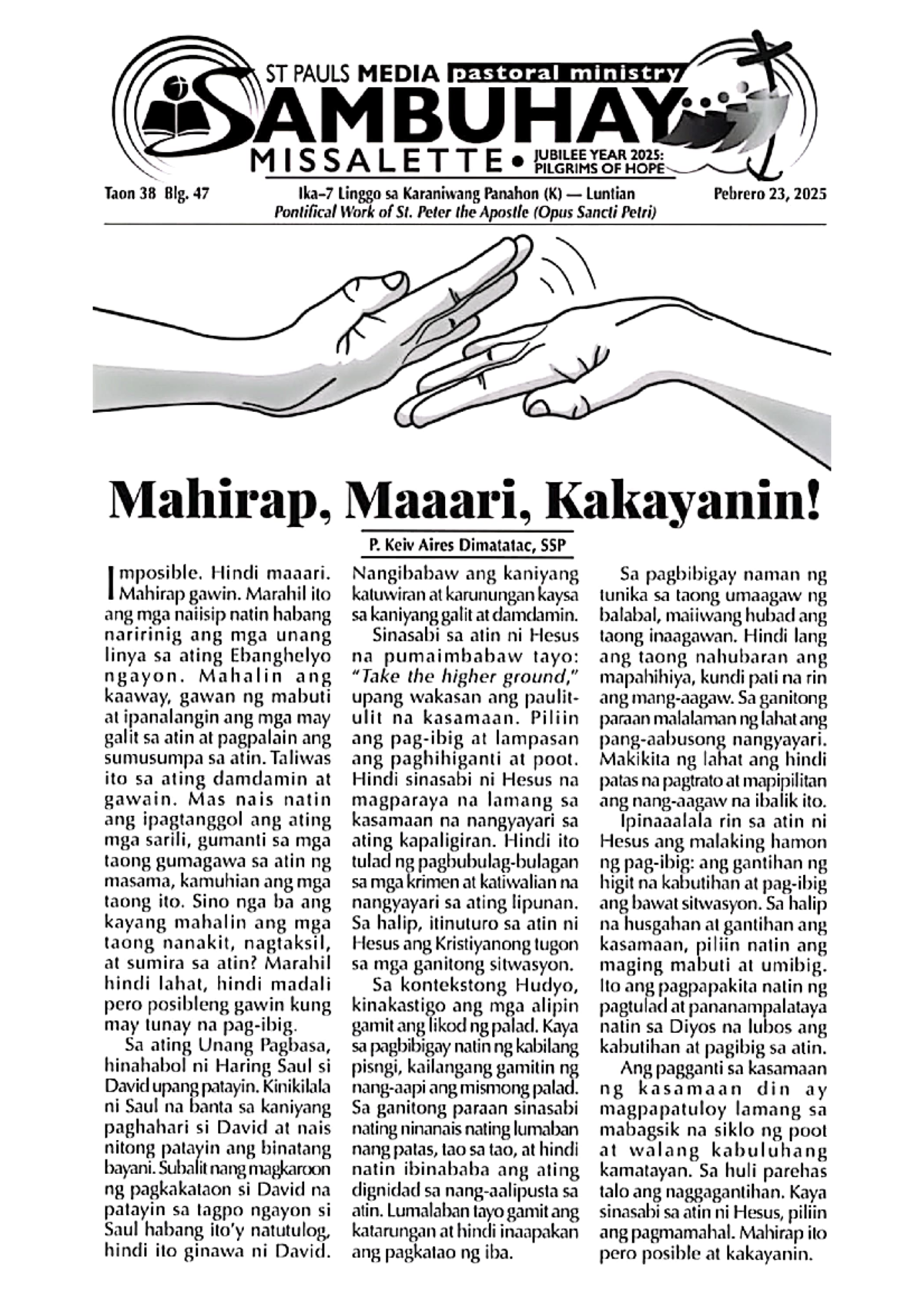 ST PAULS MEDIA Pastoral Ministry Missalette Jubilee Year 2025: Pilgrims ...