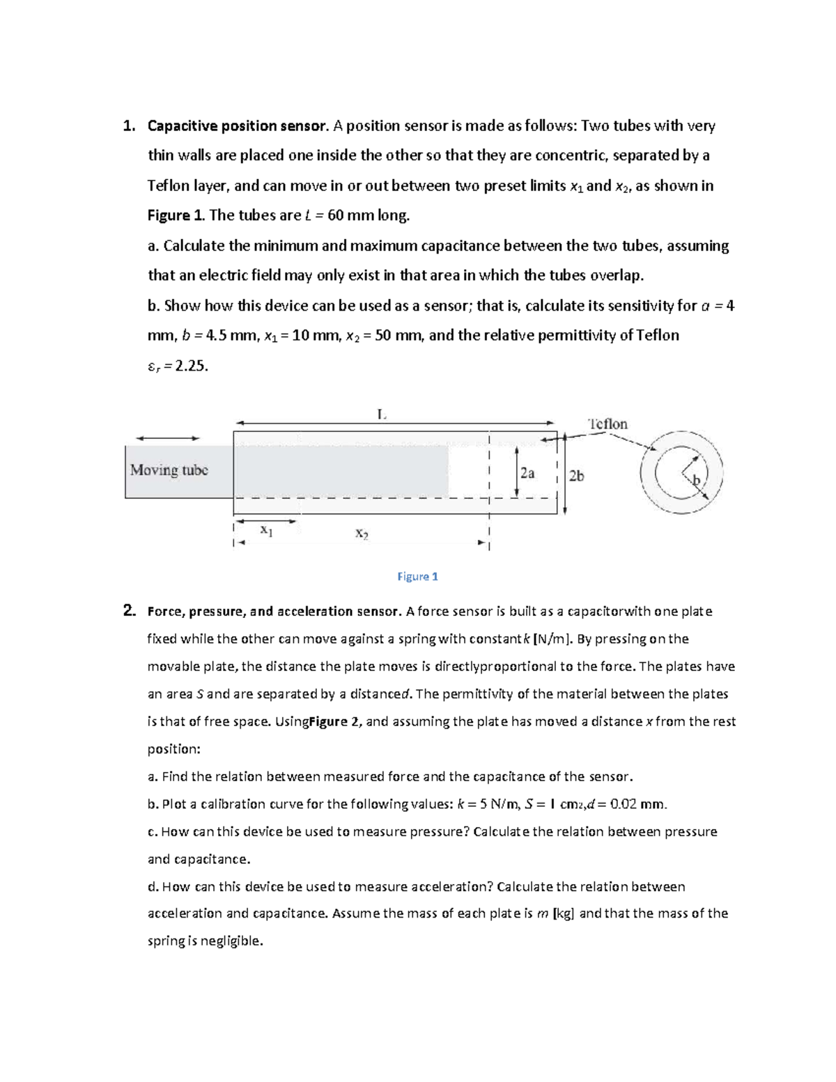 Capacitive Sensors Analysis and Calculations - HW-4B - Studocu
