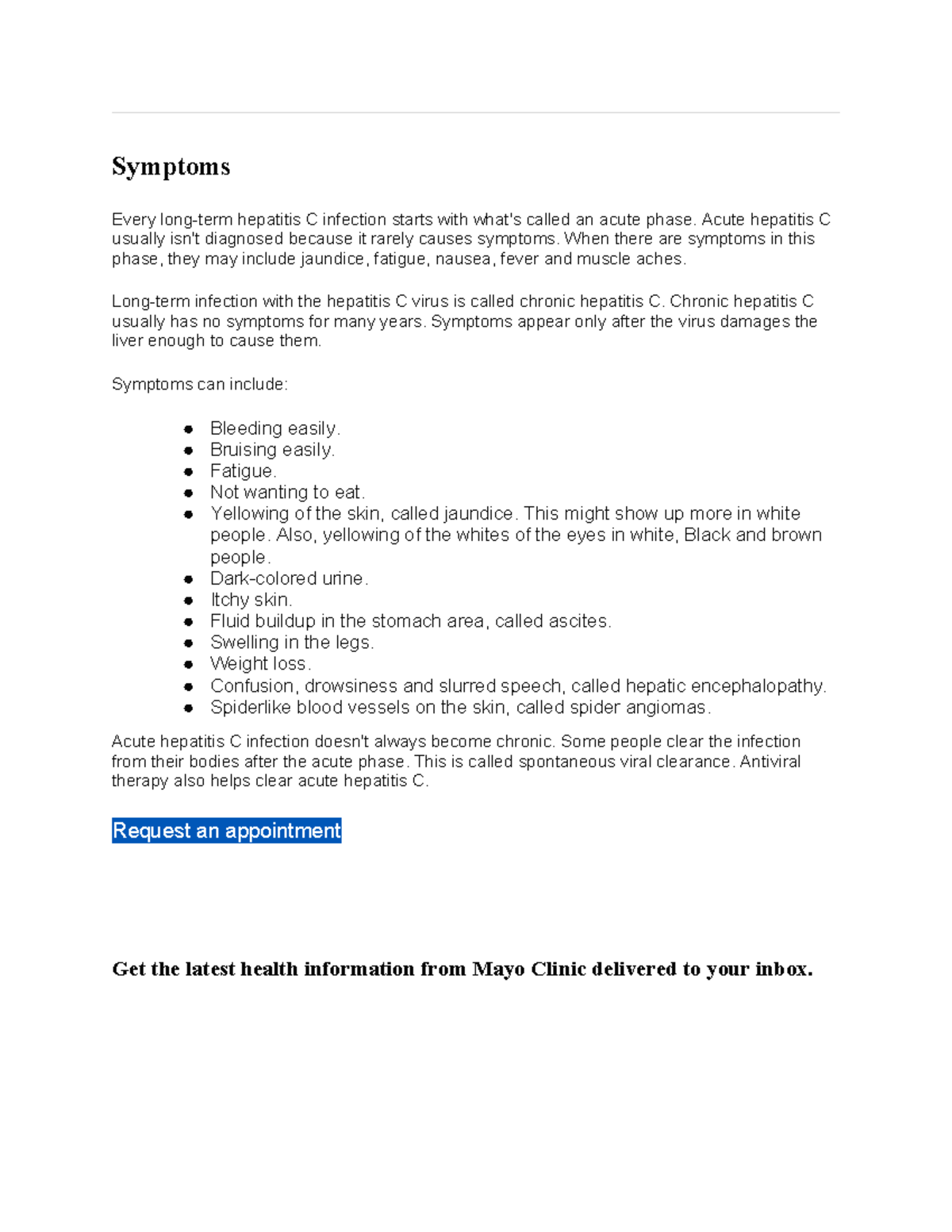 HEP C - Acute and Chronic Symptoms Overview for Worksheet - Studocu