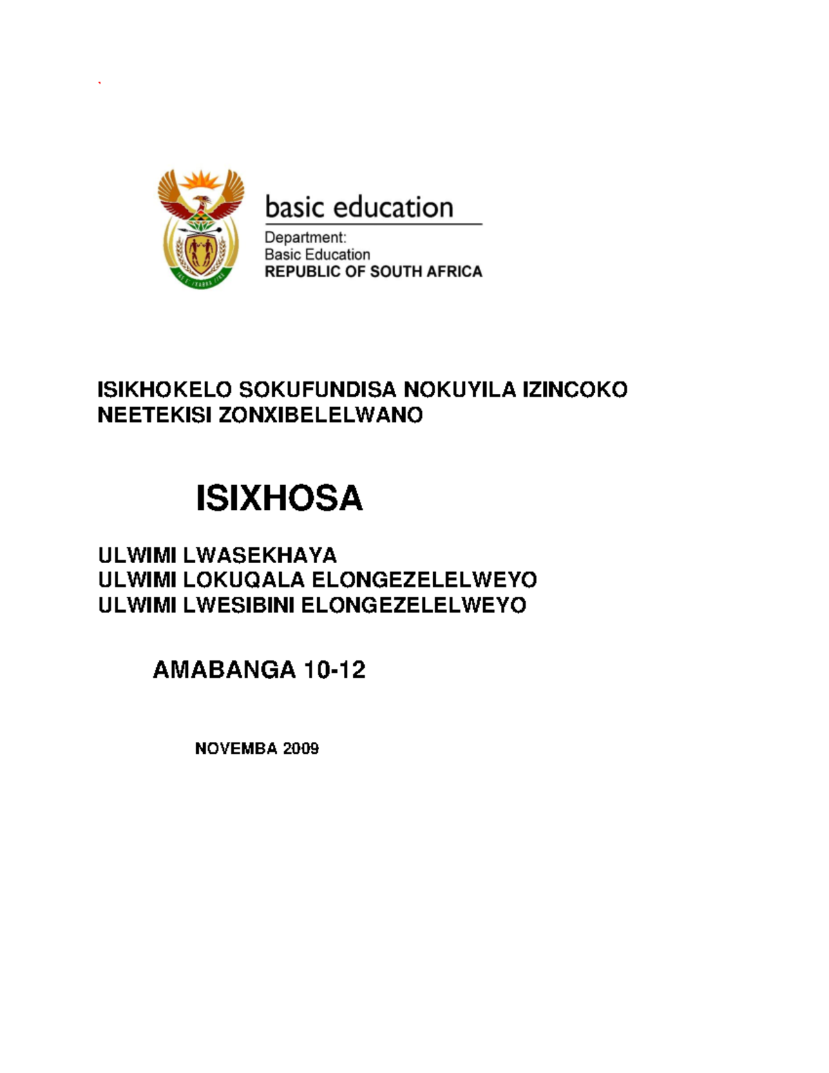Isikhokhelo Sokufundisa Ukuyila Izincoko Neetekisi Zesixhosa (Banga 10 ...