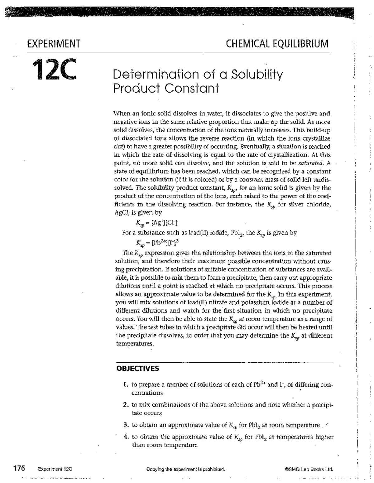 Lab 12C: Determination of the Solubility Product Constant (Ksp) - Studocu