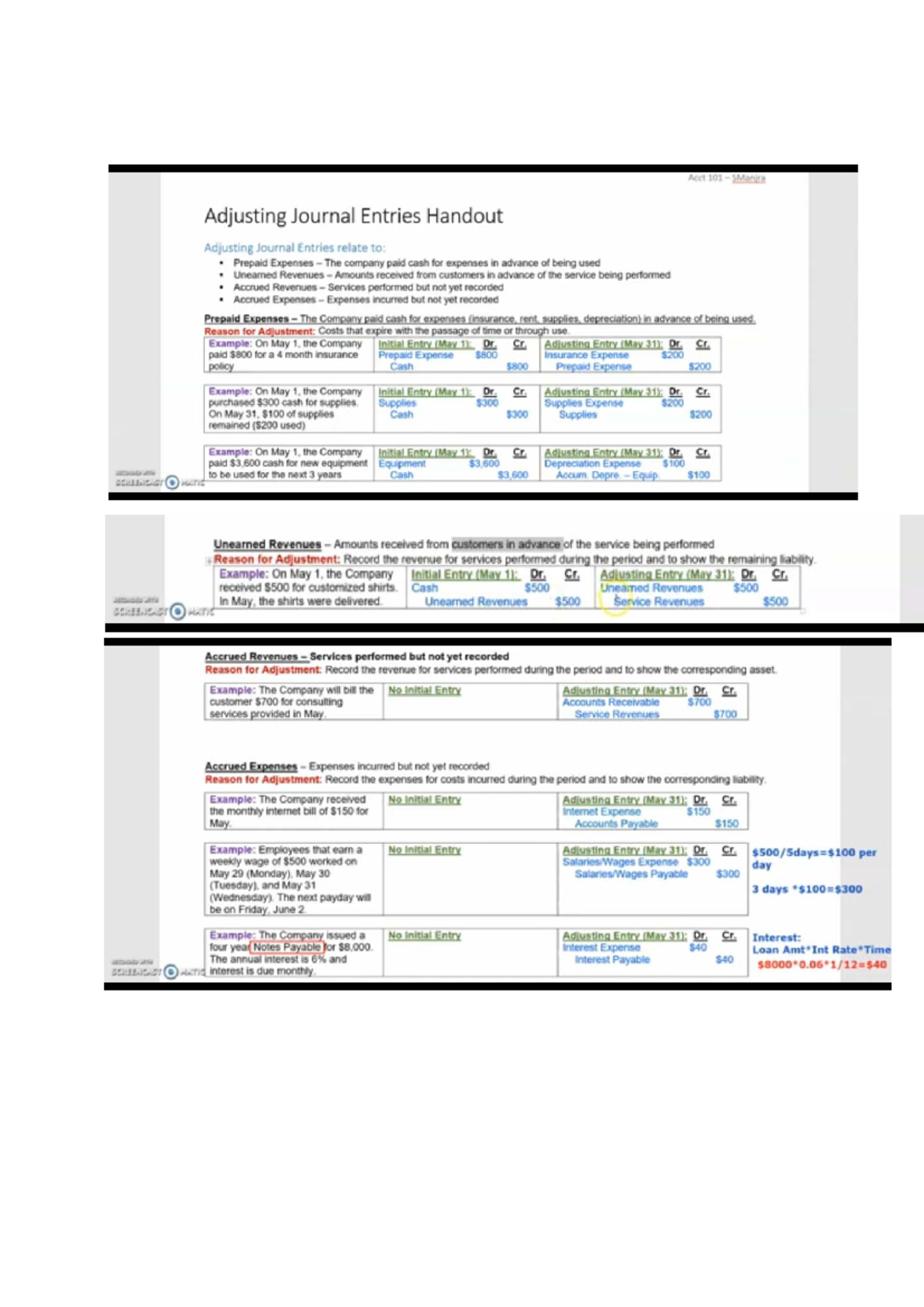 Acct 101 Final Exam Adjusting Journal Entries Handout - Studocu