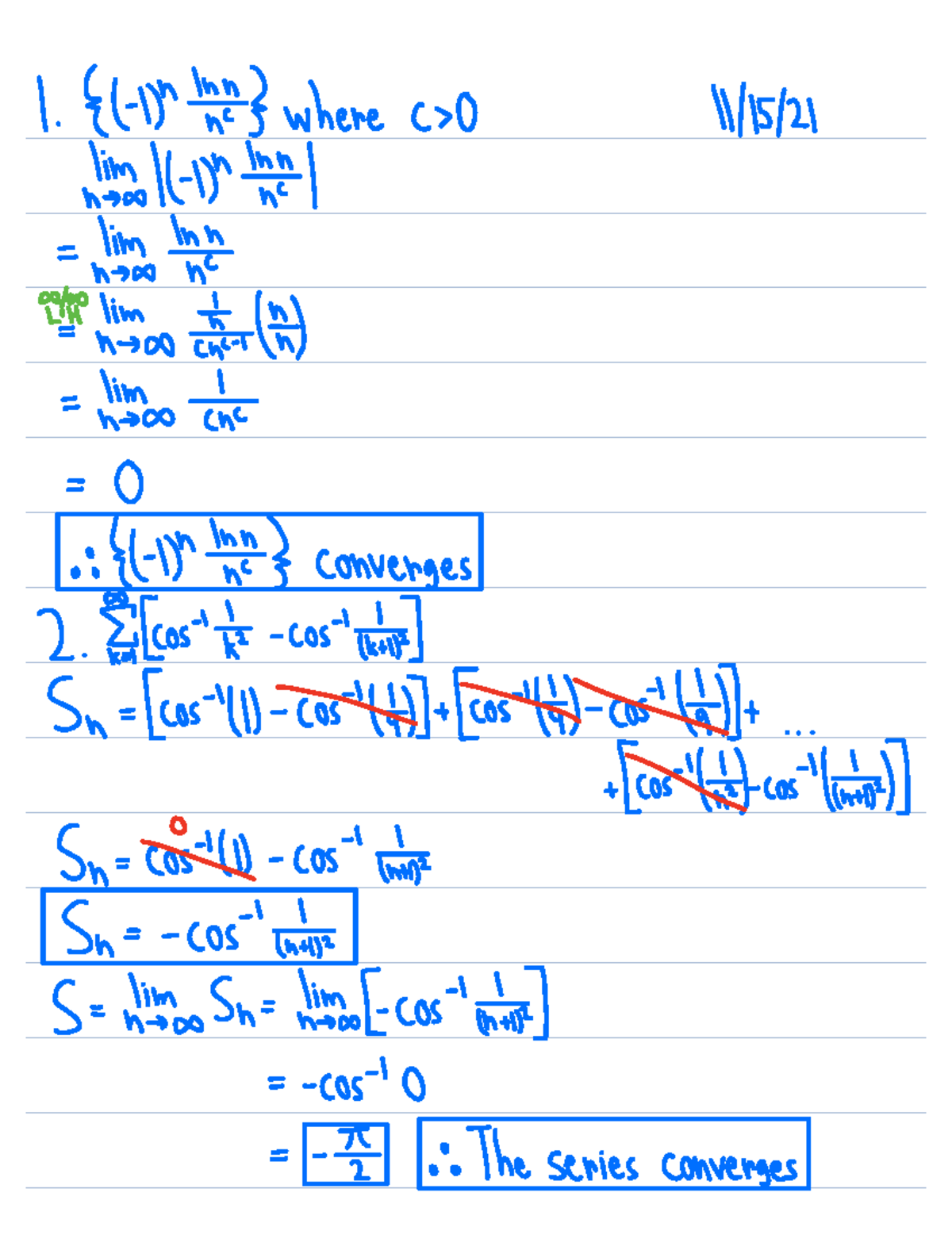 Geometric Series, Integral Test, and Limit Comparison Test - Exam3111 ...