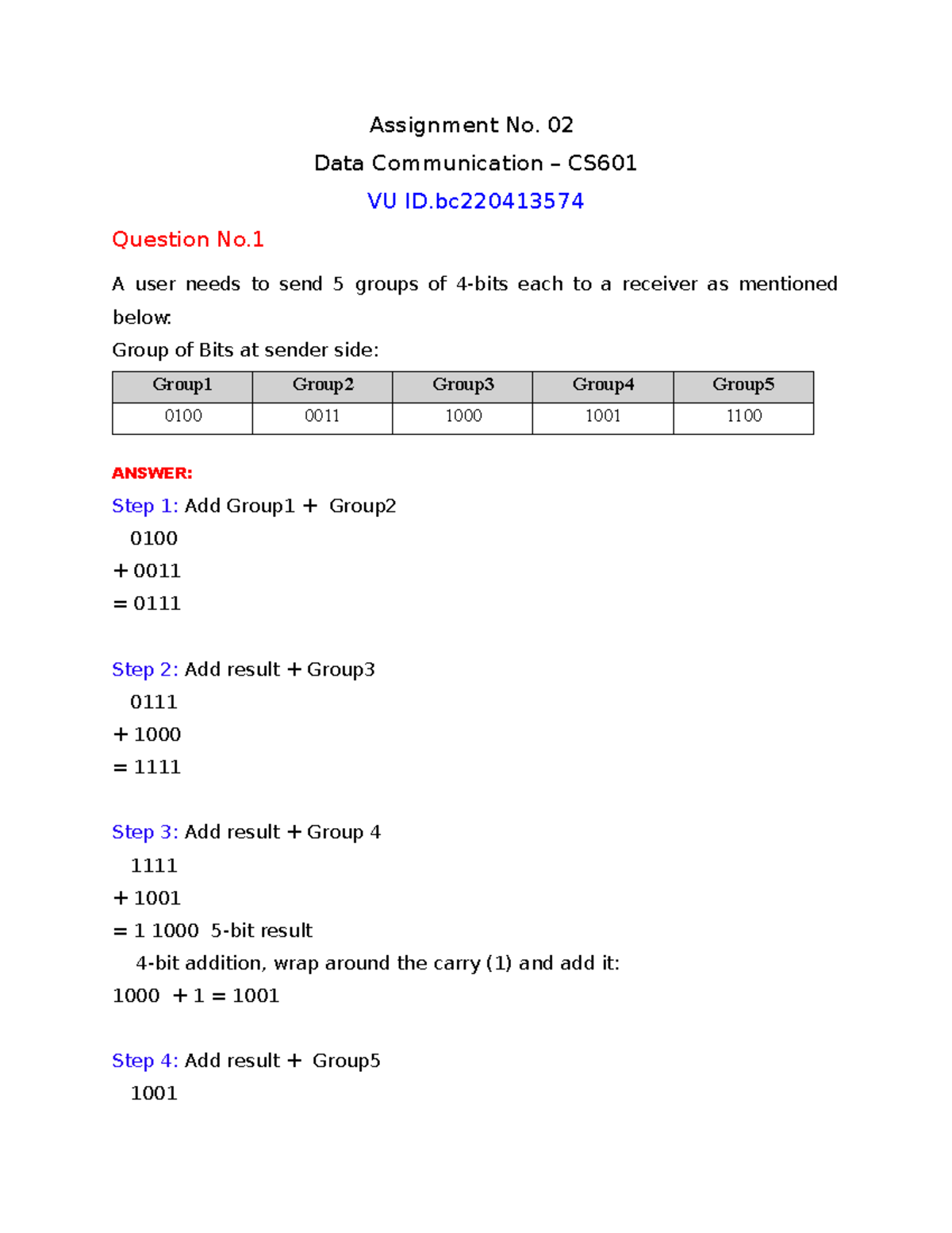 CS601 Assignment No. 02 - Data Communication Study Notes - Studocu