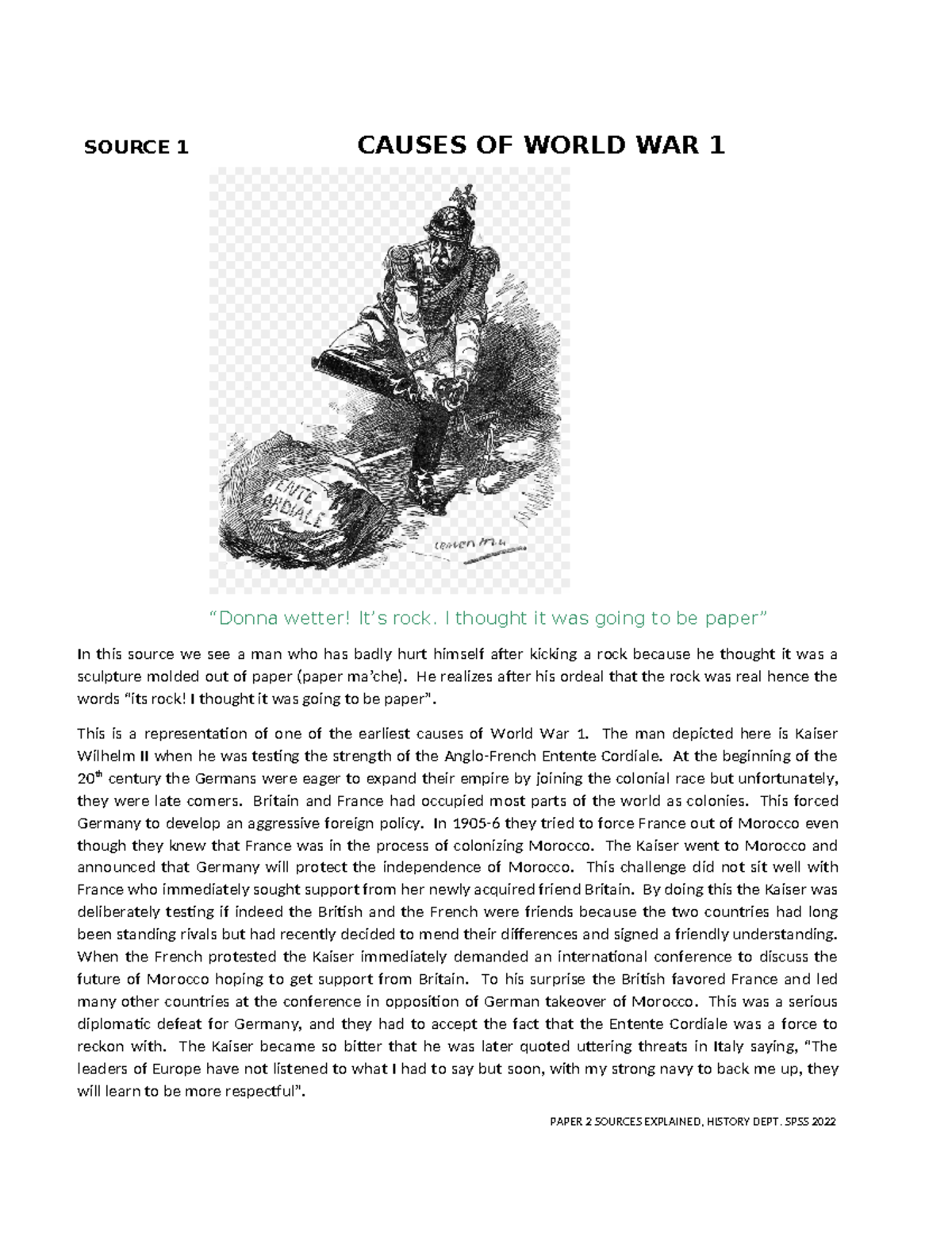 History Paper 2: Causes of World War I through Cartoons Analysis - Studocu
