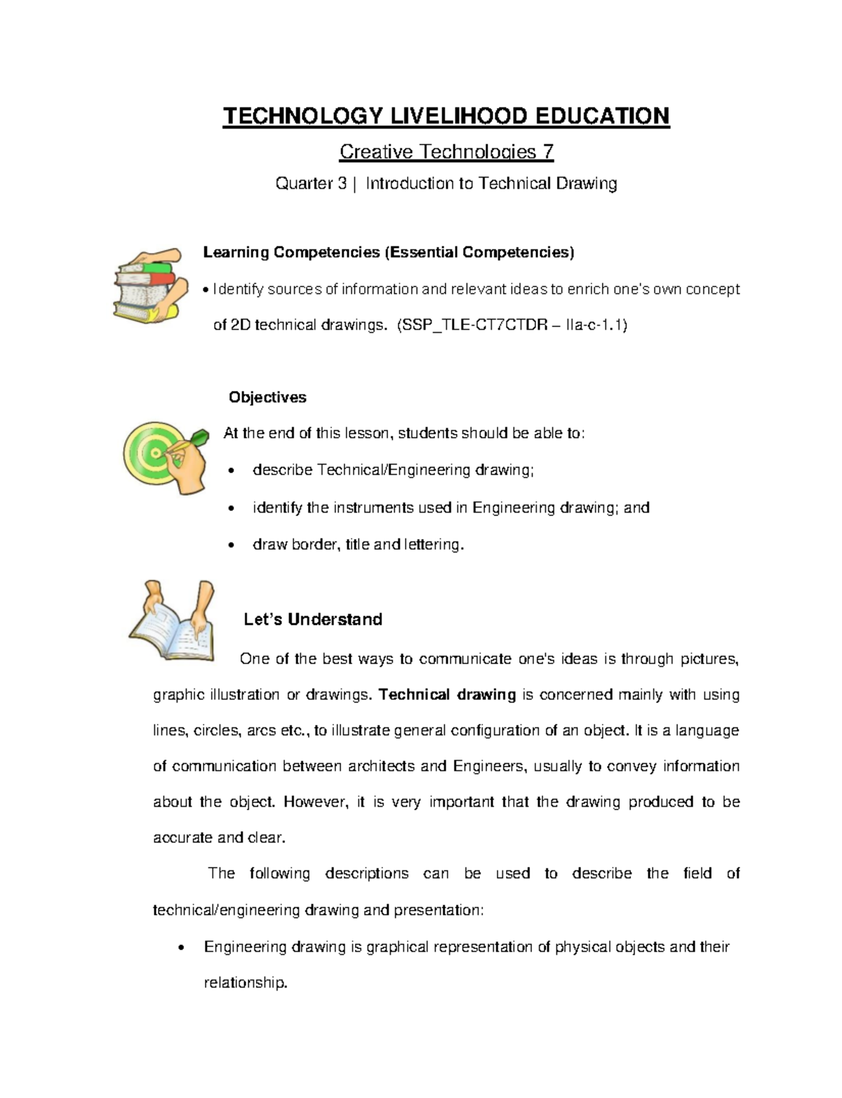 Creative-Tech G7 Q3 Week 1-2: Intro to Technical Drawing - Studocu