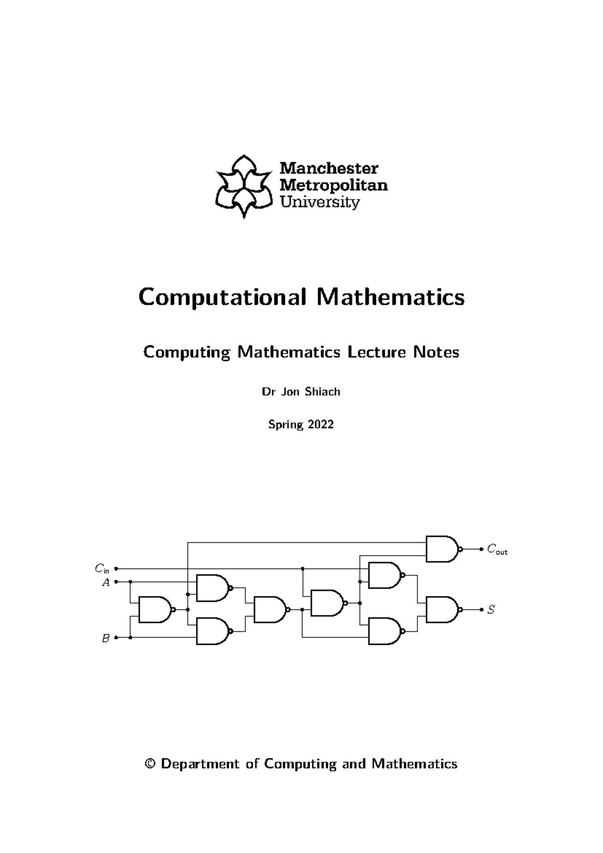 Computational Mathematics Cm101 Lecture Notes By Dr Jon Shiach Studocu