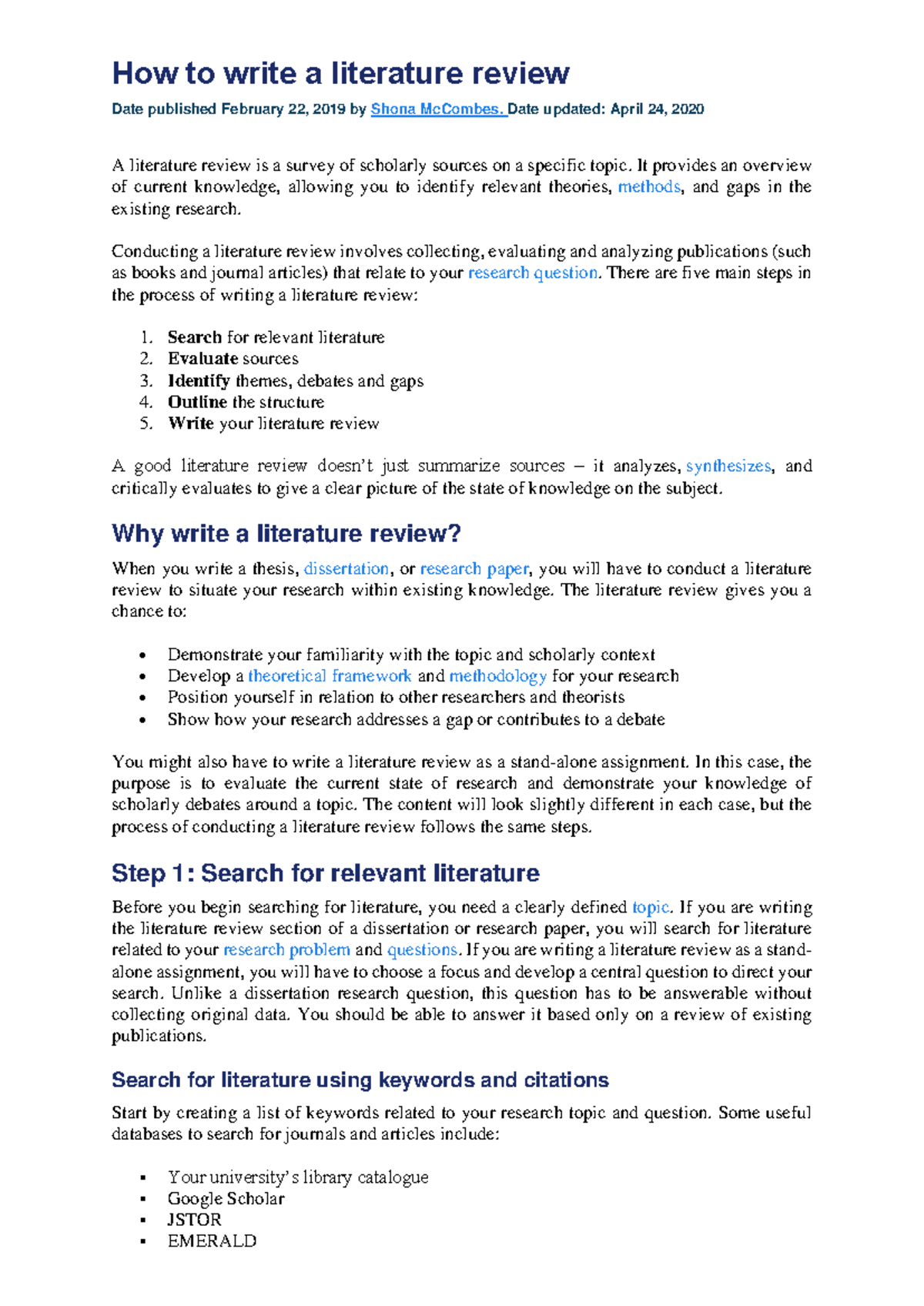 How to Write a Literature Review: Comprehensive Guide for Research ...
