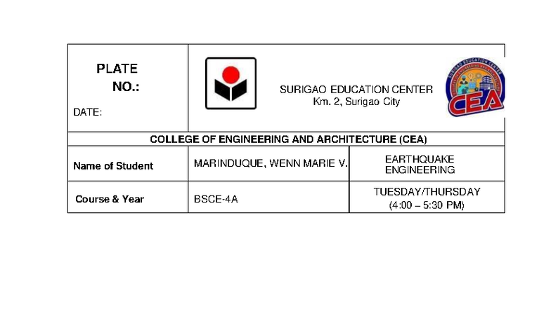 EEtemplate - Template - BS Mechanical Engineering - PLATE NO.: DATE ...