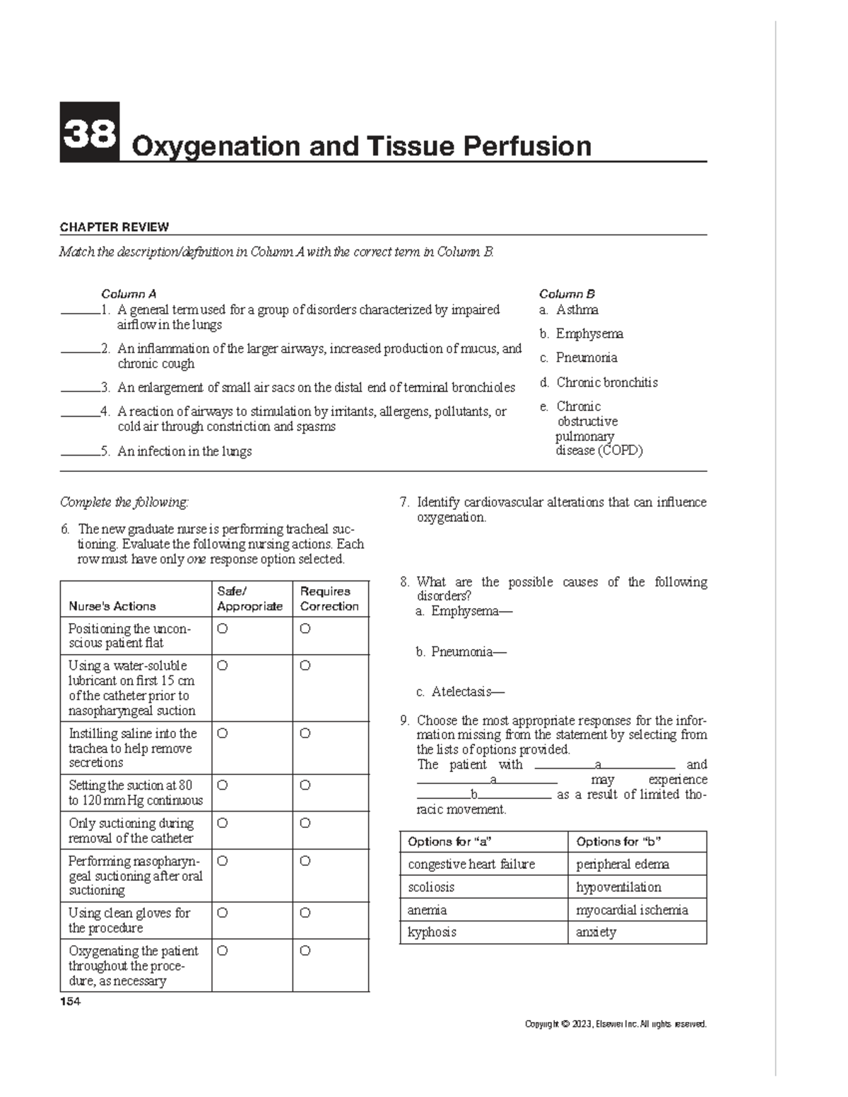38 Oxygenation and Tissue Perfusion CHAPTER REVIEW Study Guide - Studocu