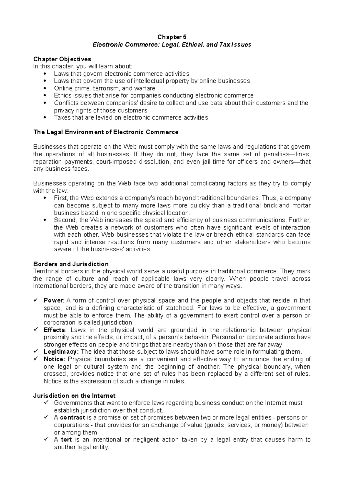 Chapter 5 - lecture - Chapter 5 Electronic Commerce: Legal, Ethical ...