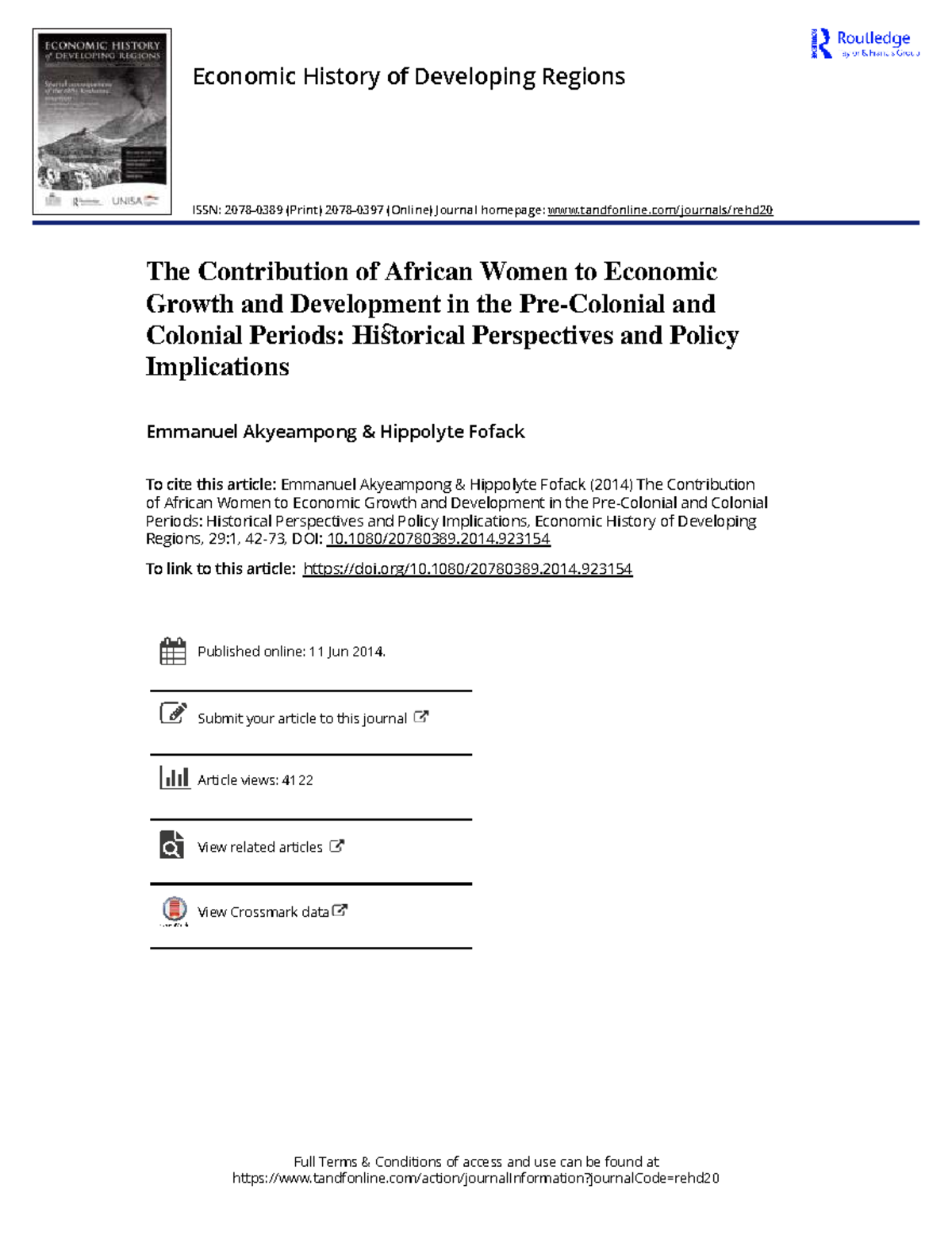 The Contribution of African Women to Economic Growth in Pre-Colonial ...