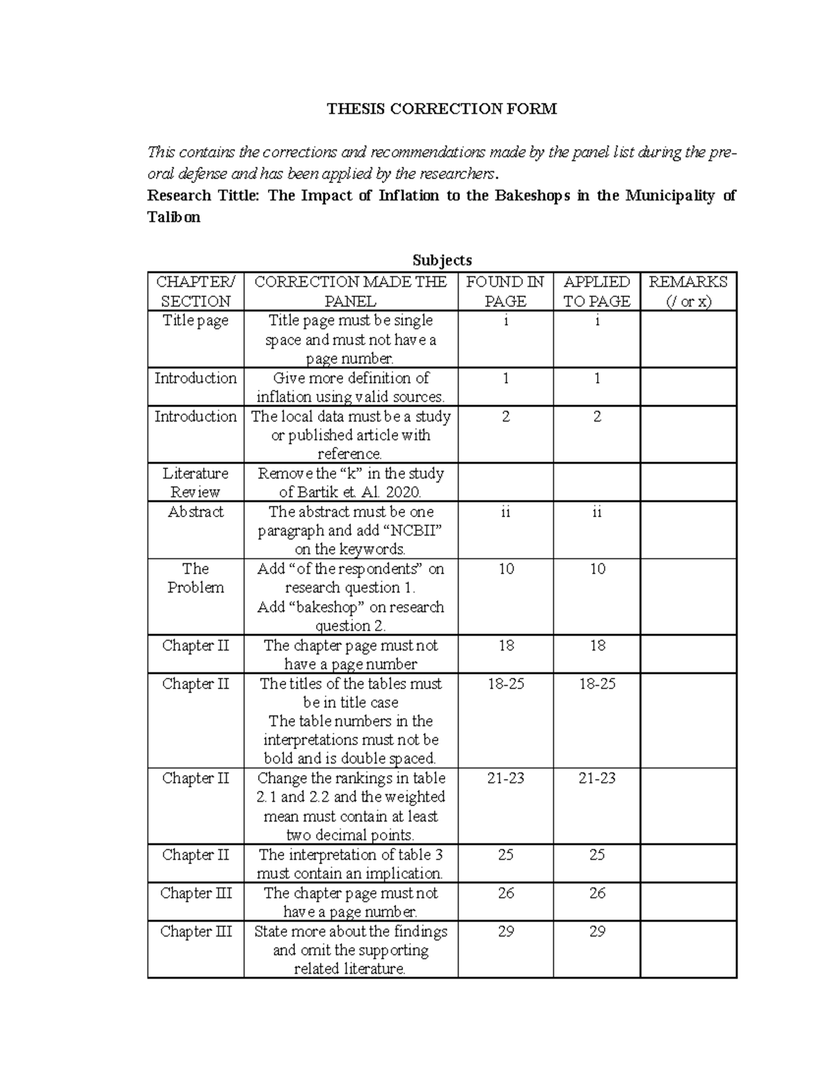 Sample Thesis Correction FORM - THESIS CORRECTION FORM This contains ...