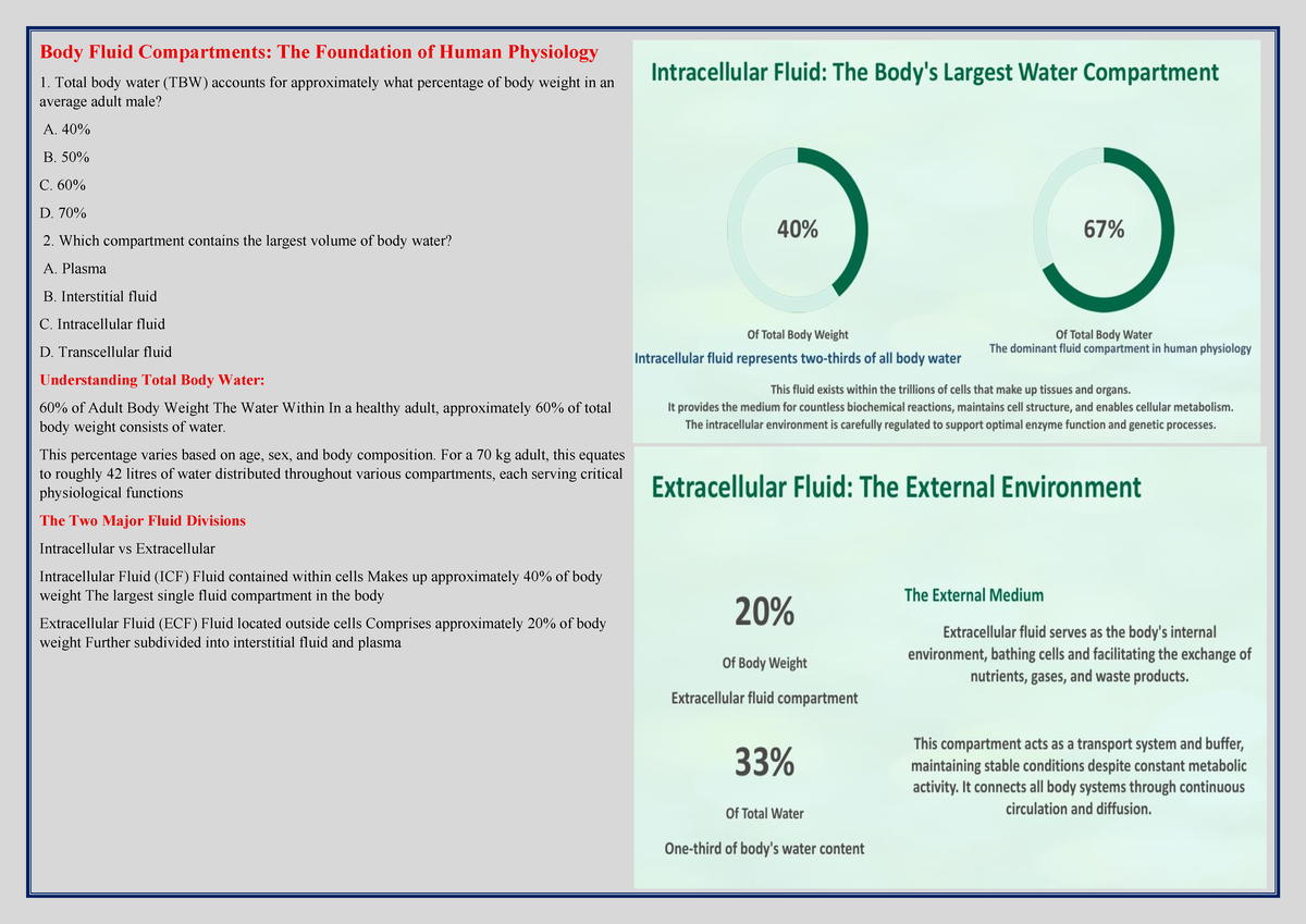 Body Fluid Compartments: Understanding TBW in Human Physiology - Studocu