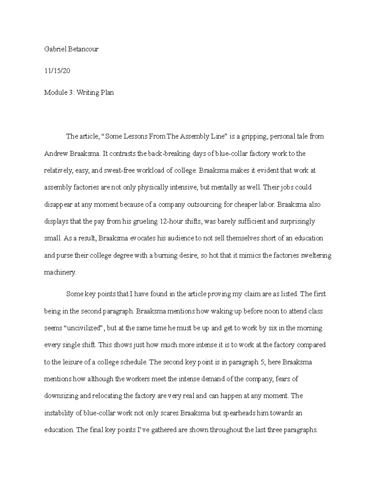 Mod3writingplan - writing plan for mod 3 for eng 122 - Gabriel ...
