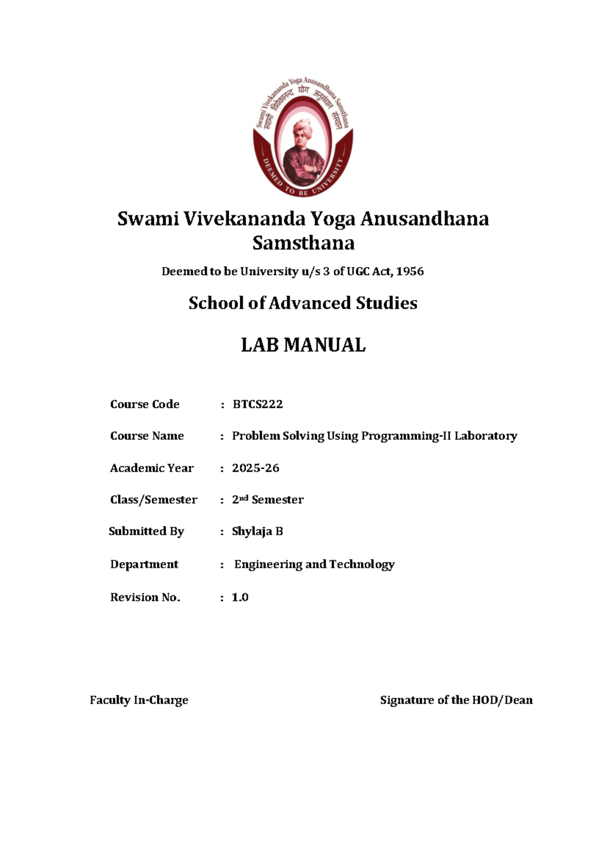 PSUP-II Lab Manual: Problem Solving Using Laboratory Exercises - Studocu