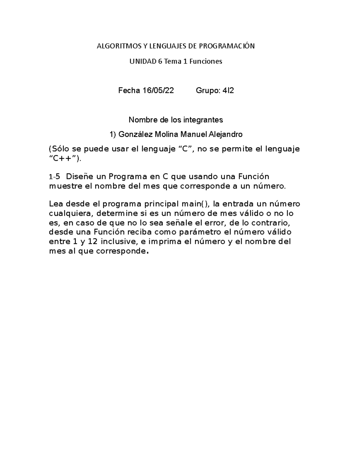 Unidad 6 Algoritmos y programación - ALGORITMOS Y LENGUAJES DE ...