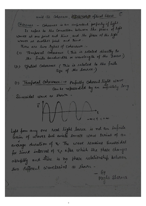 Physics Chapter -1 WAVE Optics - Engineering Physics - Studocu