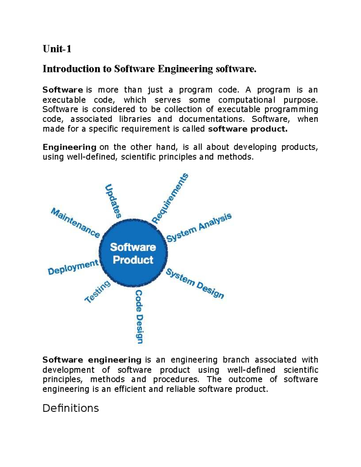 SEPM UNIT 1: Introduction to Software Engineering Concepts and ...