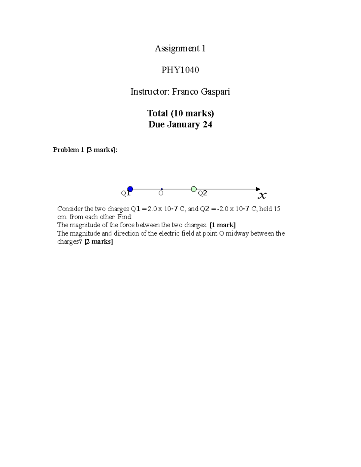 Physics Assignment 1 - Electric Forces & Fields (PHY) - Studocu