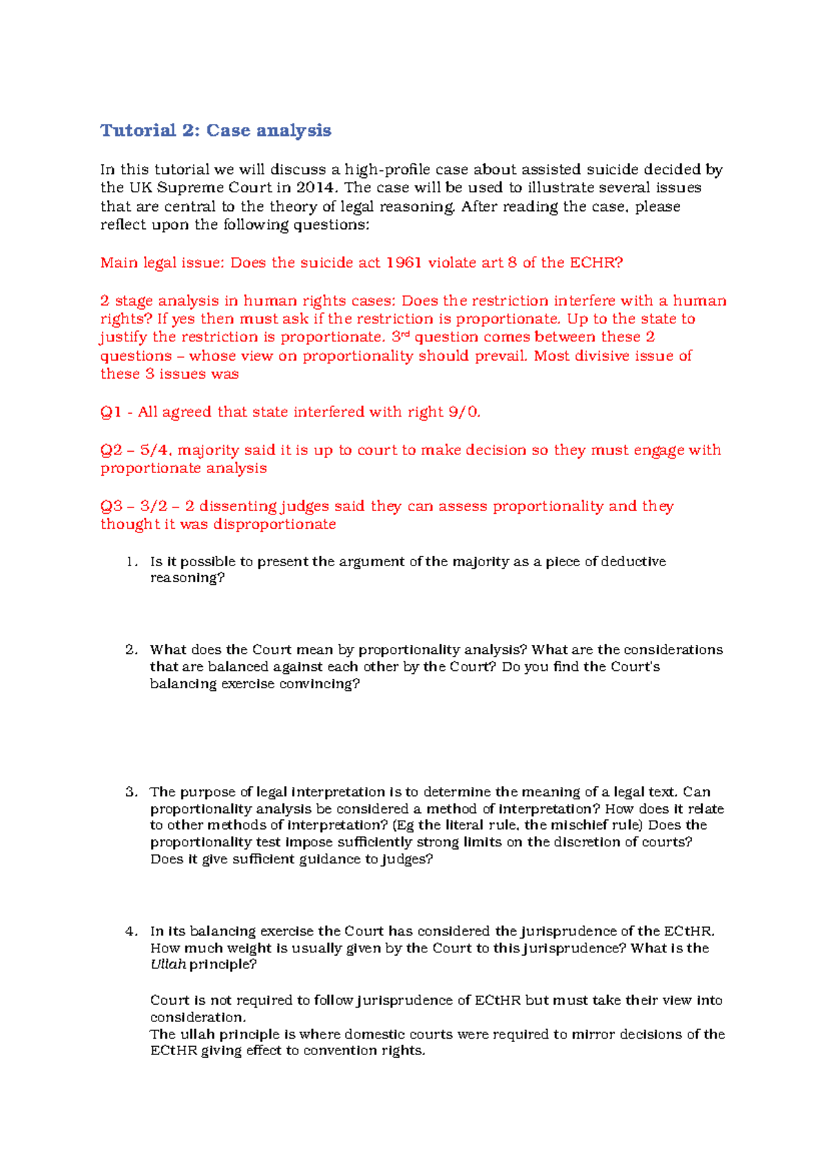 UKSC 2014 Case Study: Assisted Suicide & ECHR Legal Reasoning Analysis ...