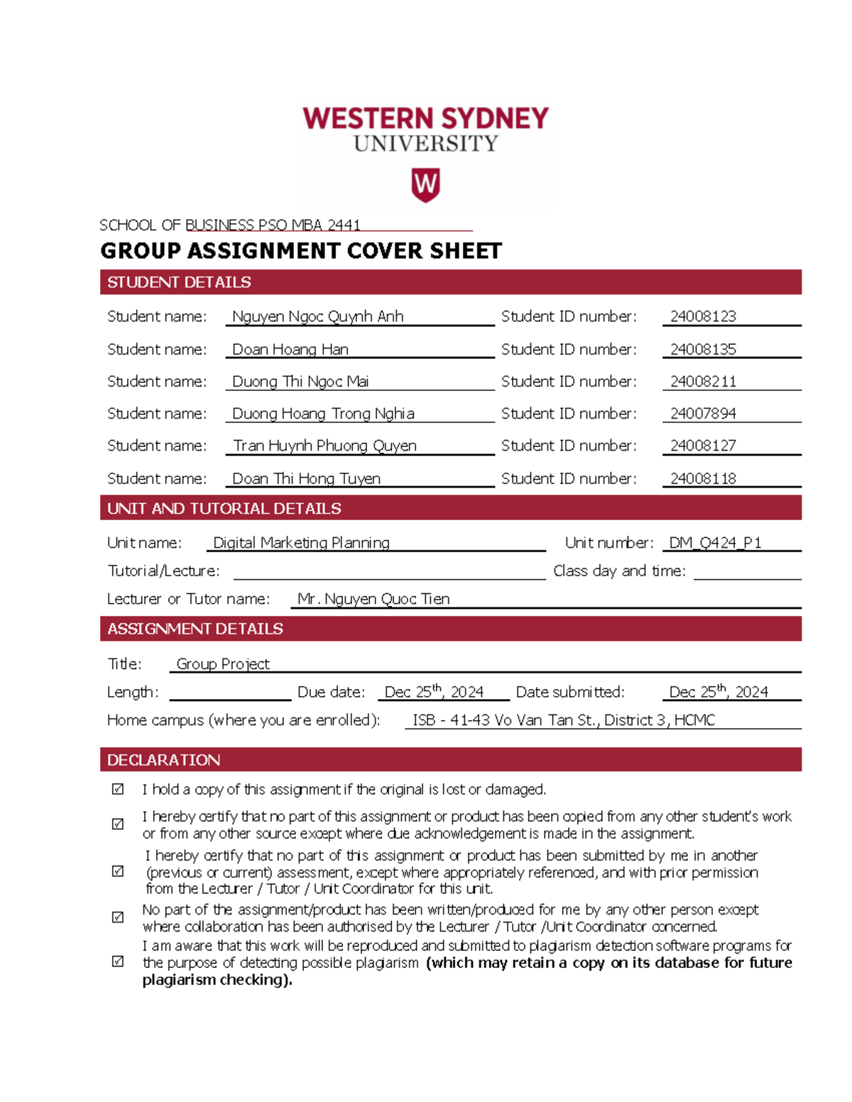 MBA 2441 Digital Marketing Proposal - Group Project Report - Studocu