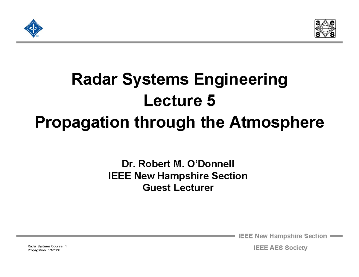 Radar 2009 A 5 Propagation Effects - IEEE New Hampshire Section 1 IEEE ...
