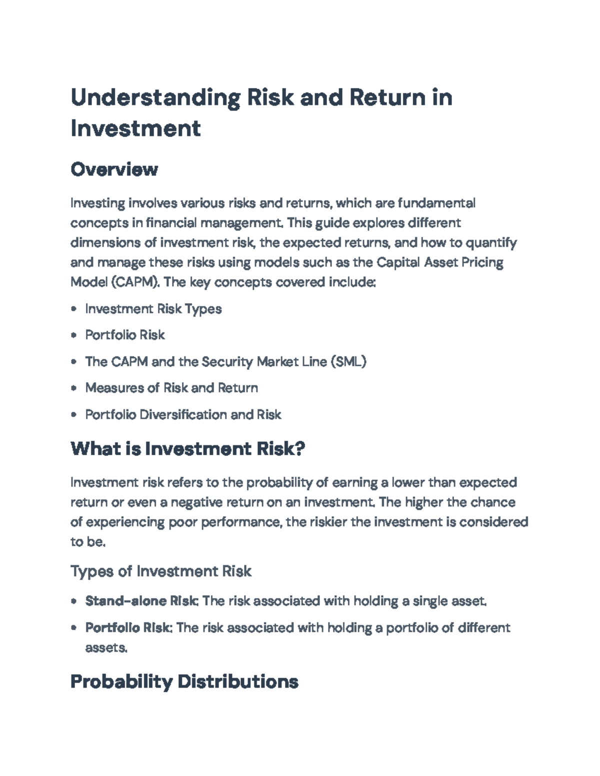 Investment Risk and Return Management Guide for Financial Concepts - Understanding Risk and ...