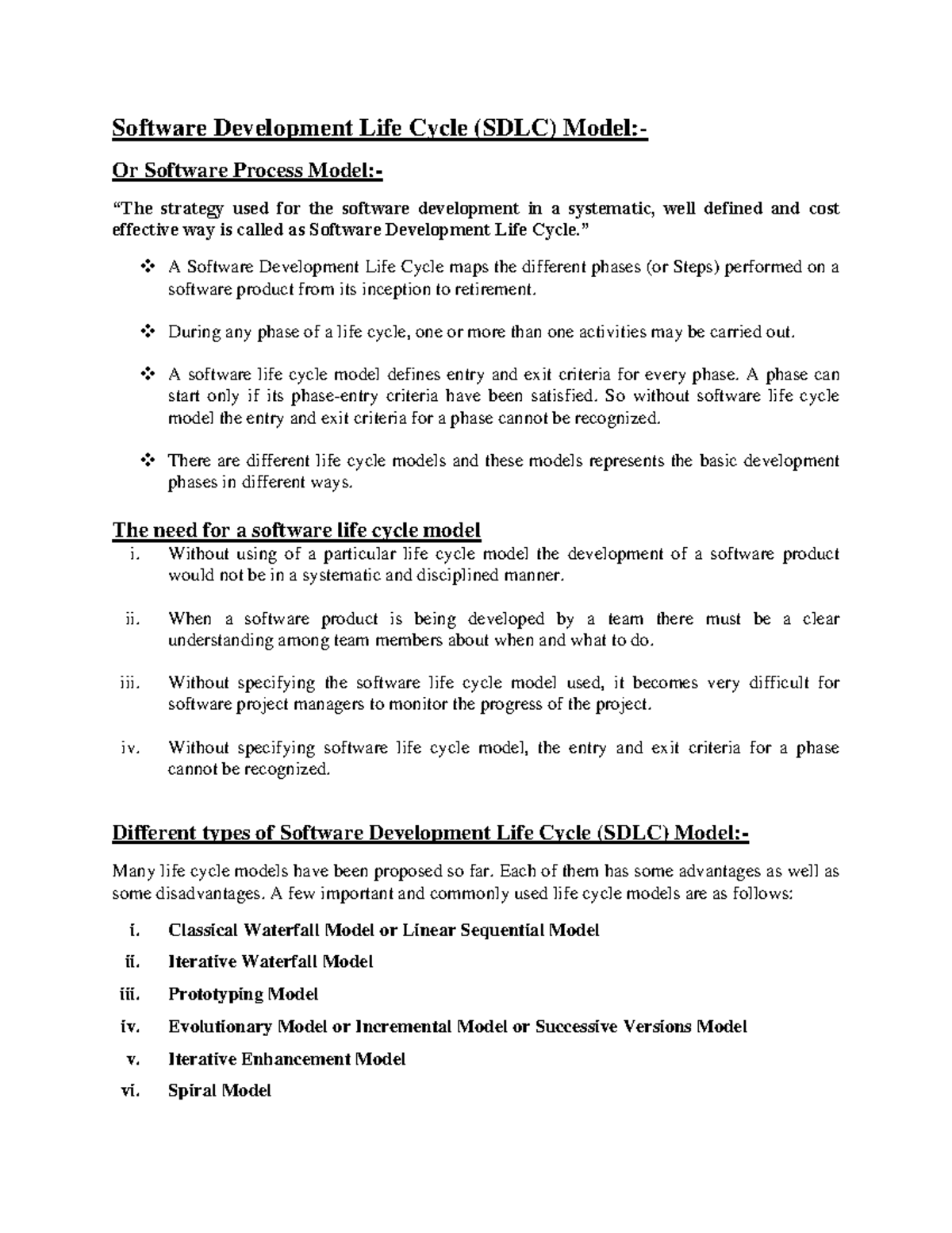 SDLC Models: Understanding Software Development Life Cycle Phases - Studocu