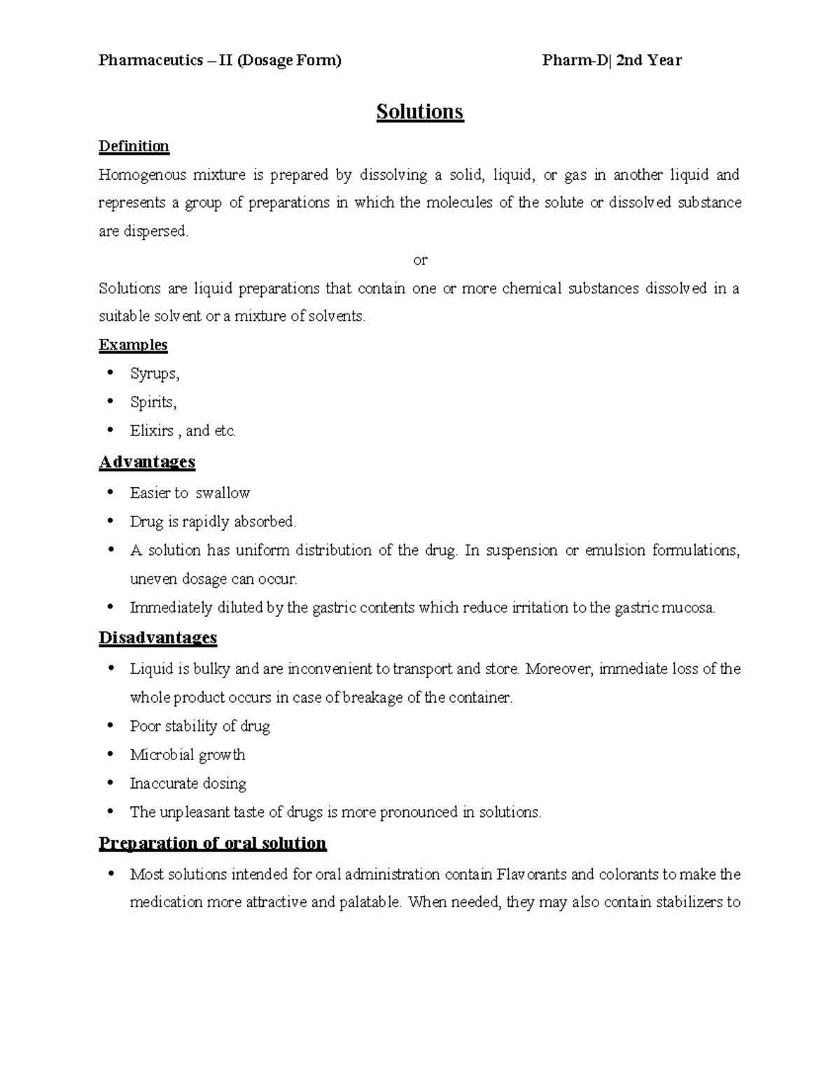 Comprehensive Guide to Oral Solutions: Preparation and Stability - Studocu